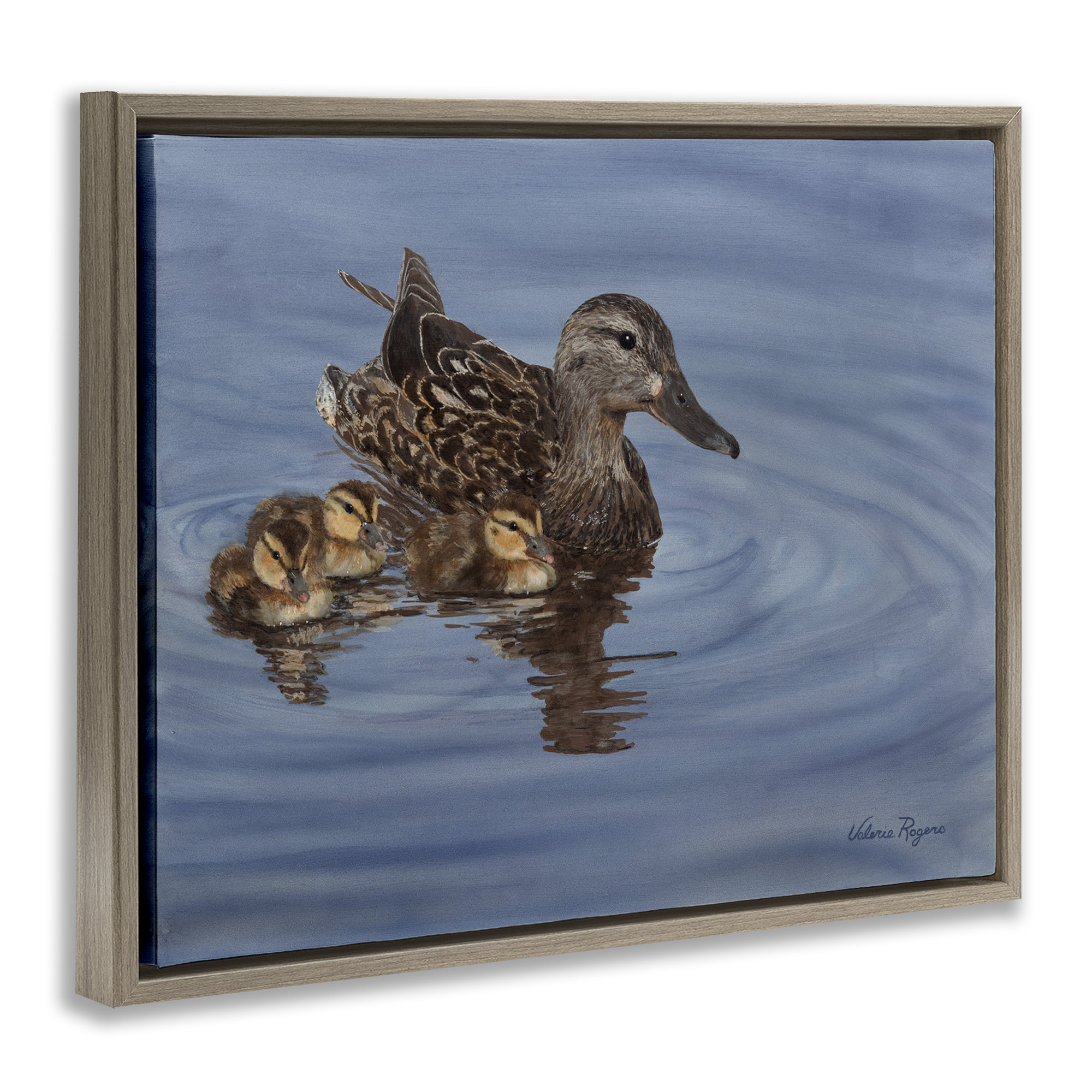 Latitude Run® Duck Family Ripples Floater Canvas Wall Art by Valerie ...