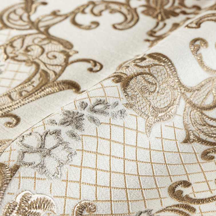 Rosdorf Park Damask Flocked Velvet Textured Wallpaper, Deep Embossed ...