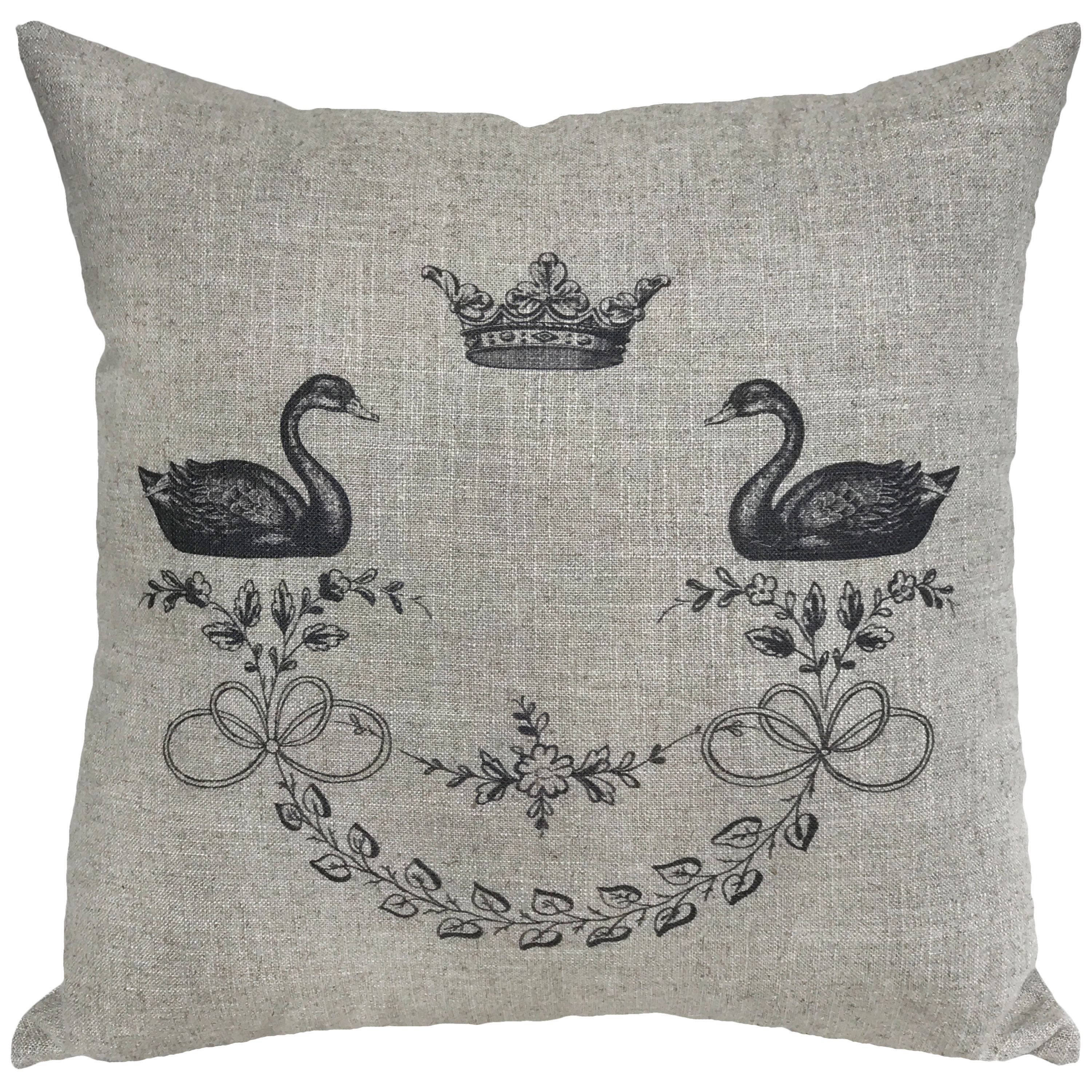 TheWatsonShop Swan Linen Throw Pillow | Wayfair