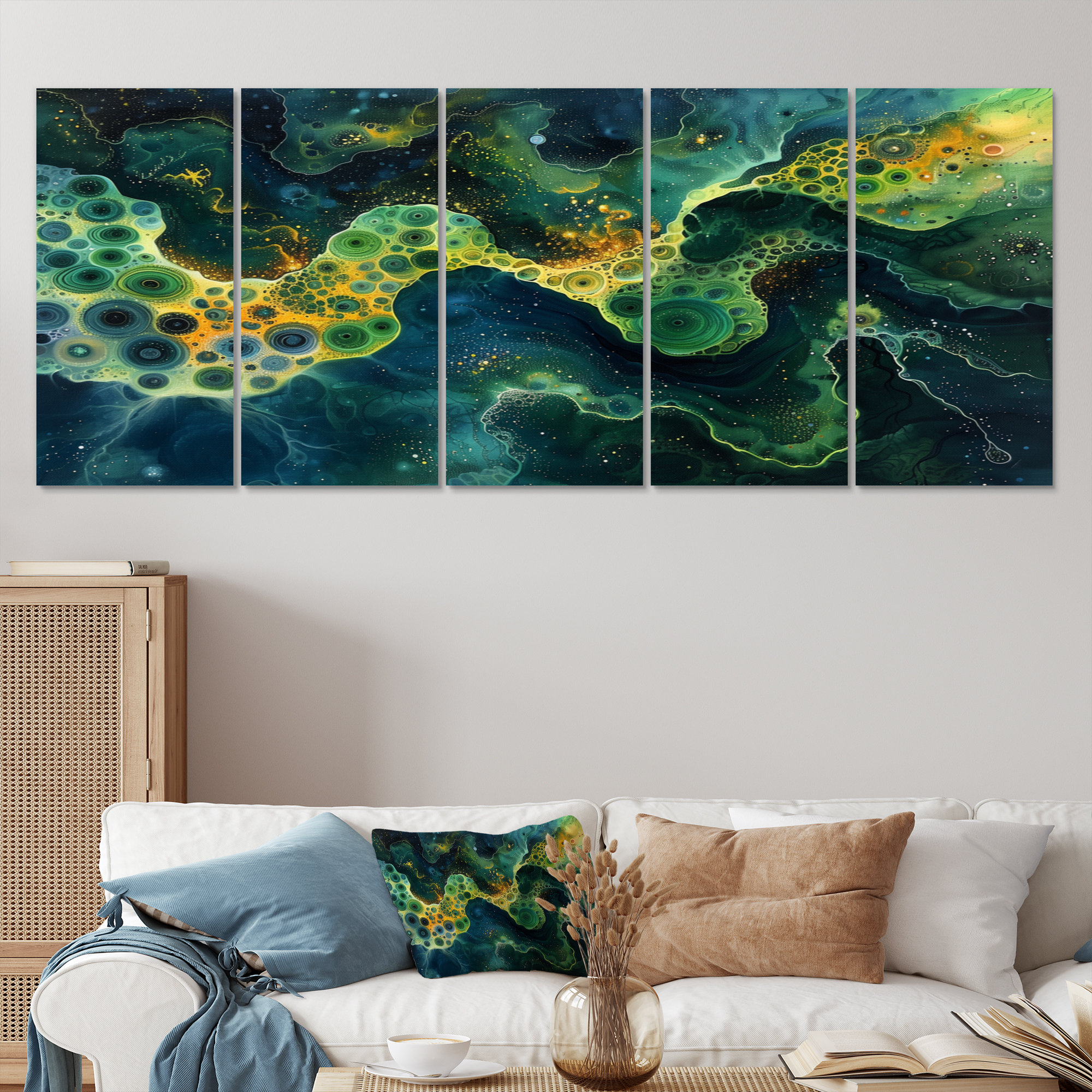 Design Art Yellow Green Cosmic Nurturing Liquid Art III - Abstract ...