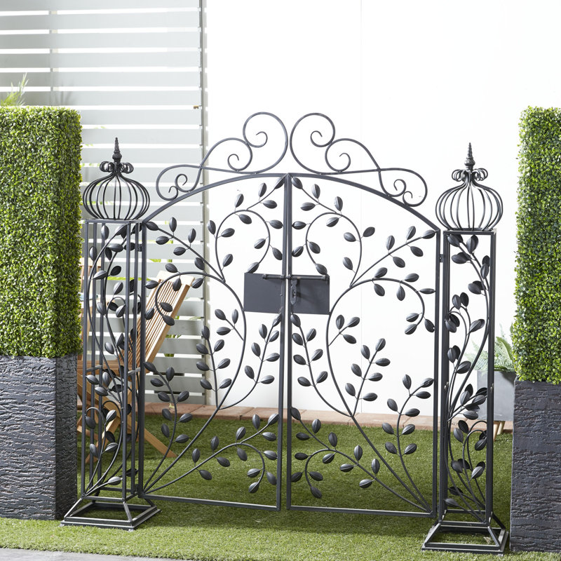 Astoria Grand Verduzco Metal Indoor Outdoor Scrollwork Arched Gate ...