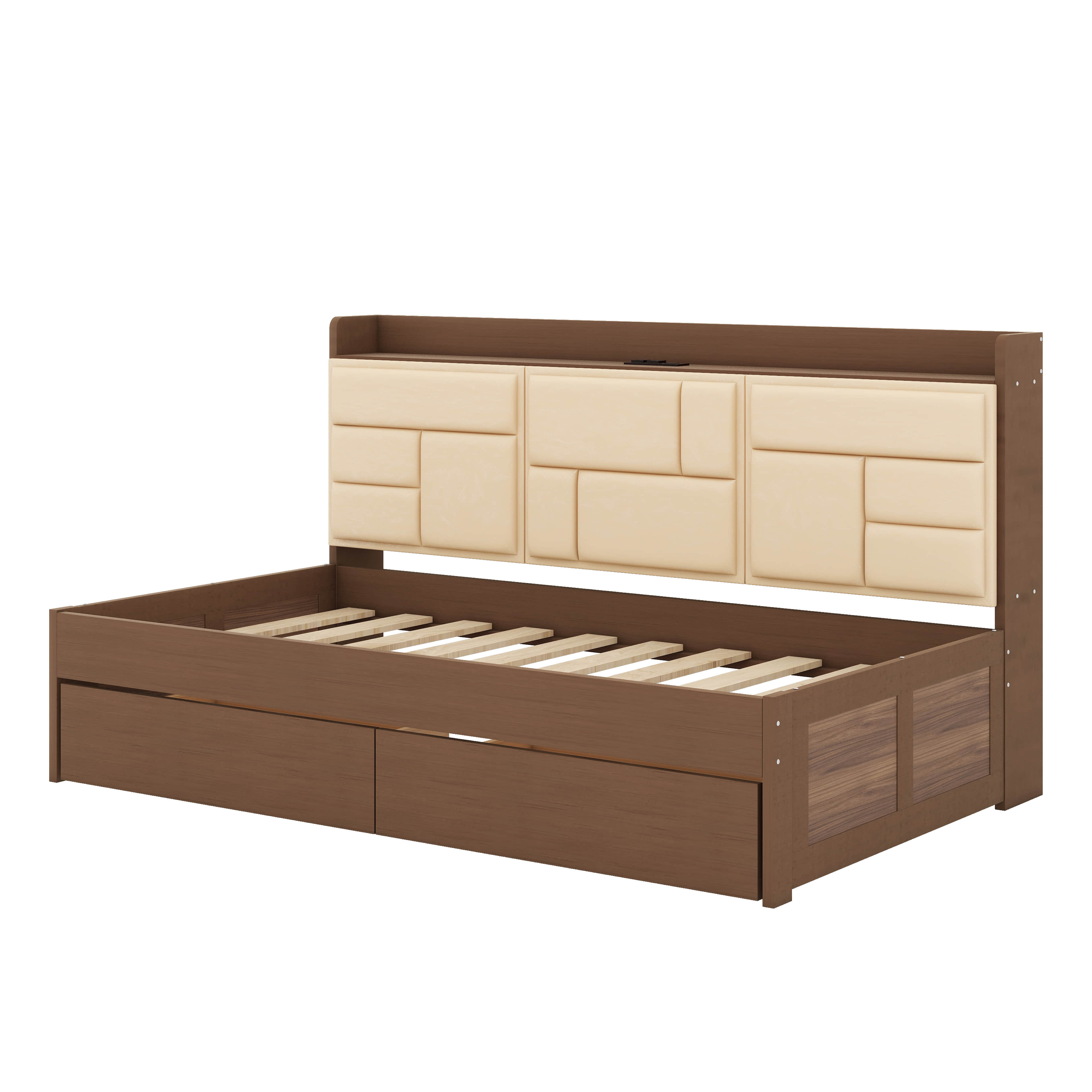 Latitude Run® Wooden Daybed Featuring Padded Storage Shelves | Wayfair
