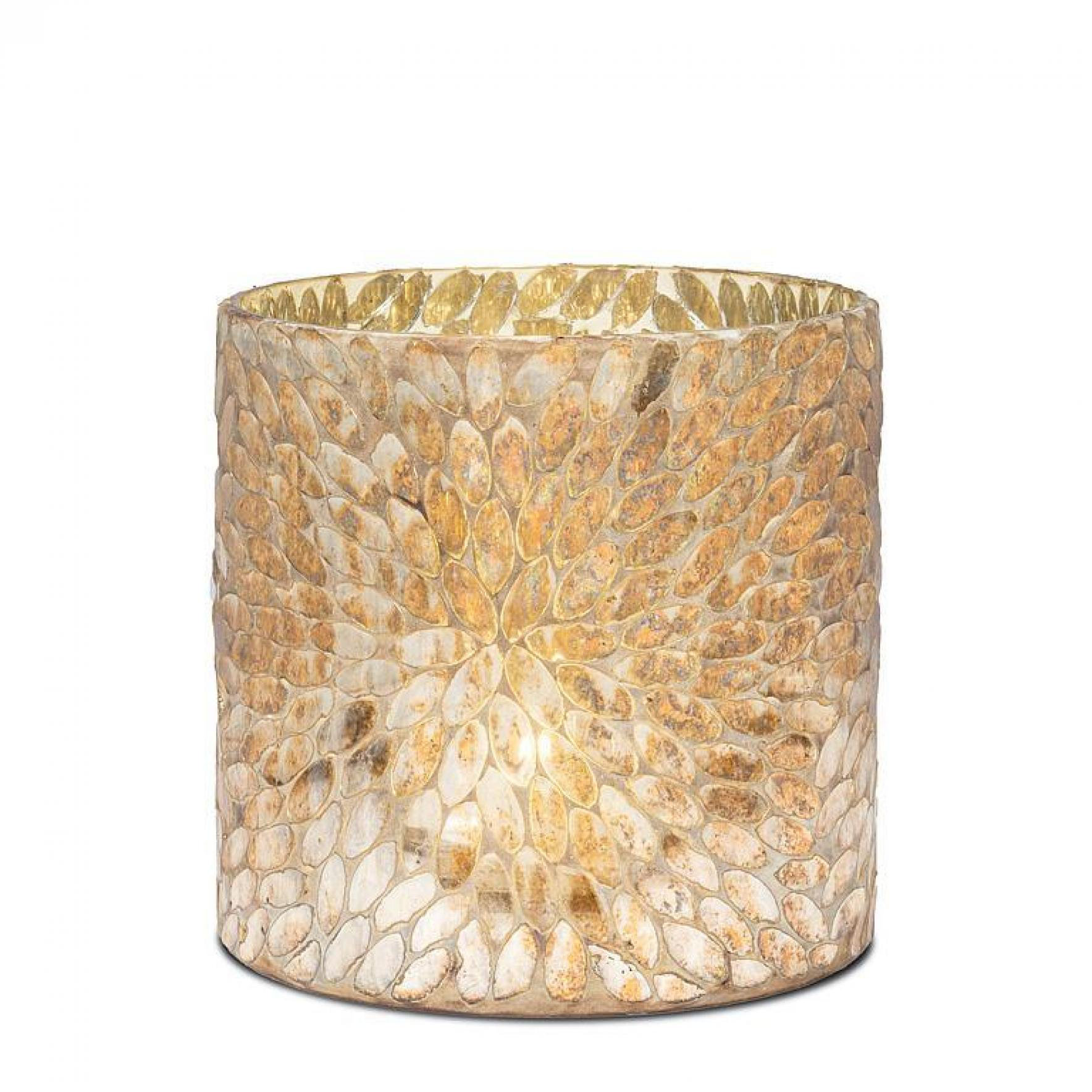 Everly Quinn Bronze Color Petal Tile Pillar Candle Holder | Wayfair