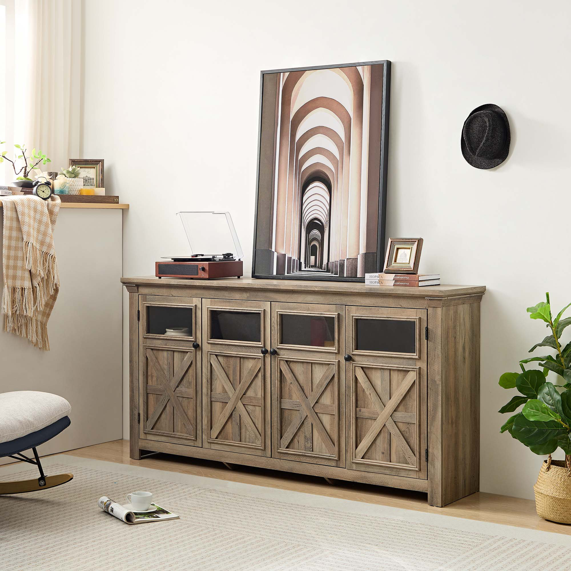 Ophelia & Co. 4 Doors Farmhouse Buffet Sideboard Cabinet Bar Cabinet ...