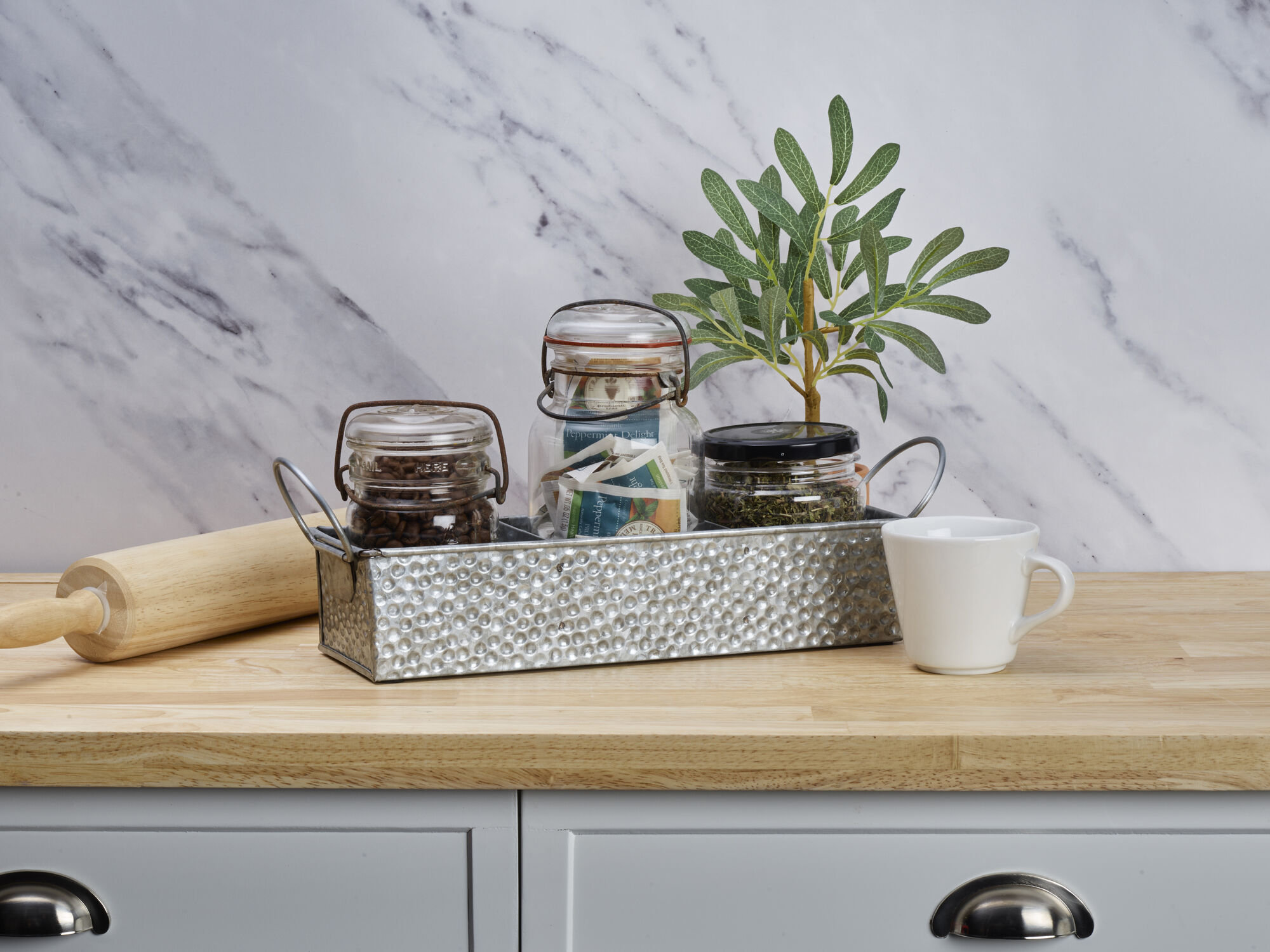 Towle Living Galvanized Hammered Metal Small Divided Tray - Wayfair Canada