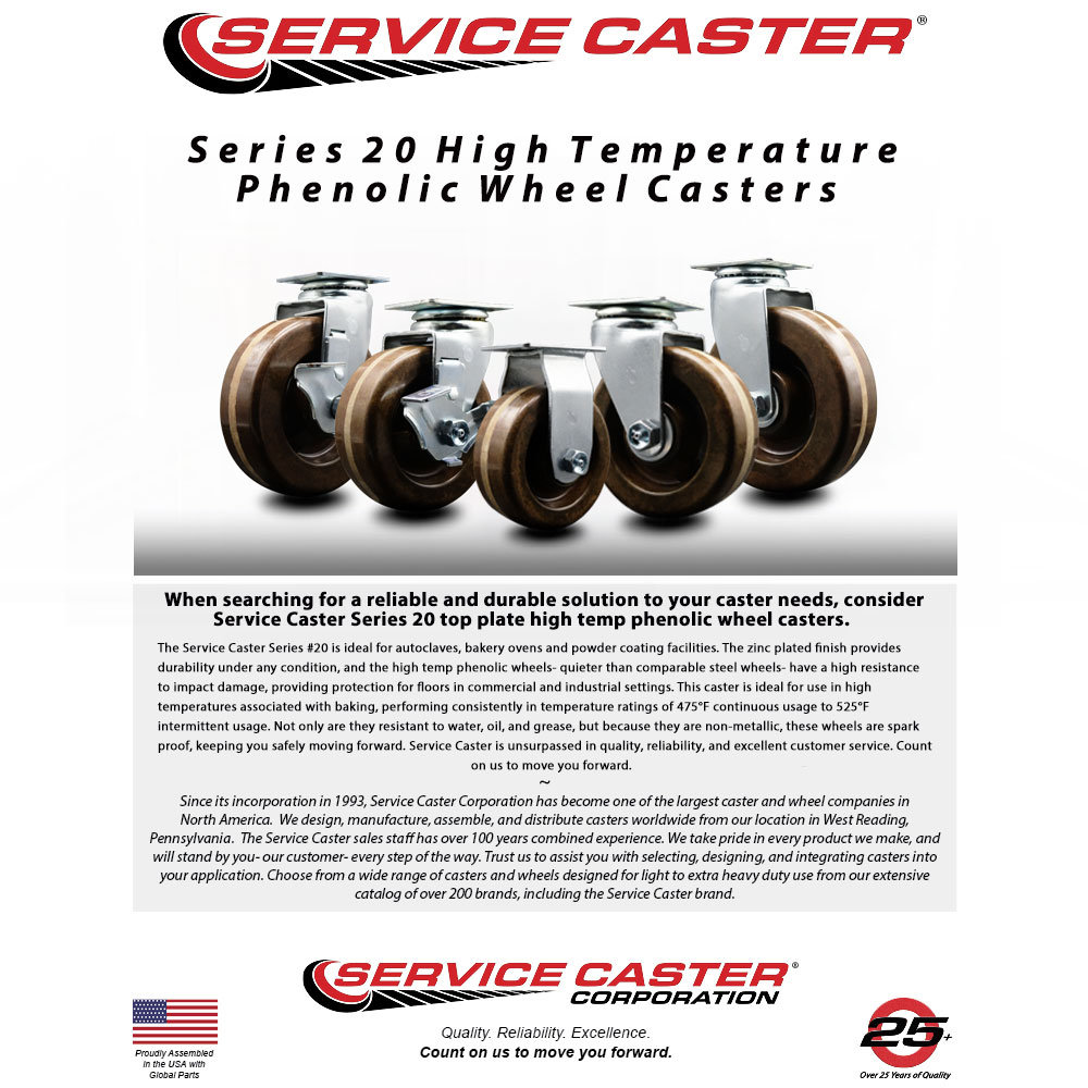 Service Caster 6 Inch High Temp Phenolic Wheel Swivel Caster with ...