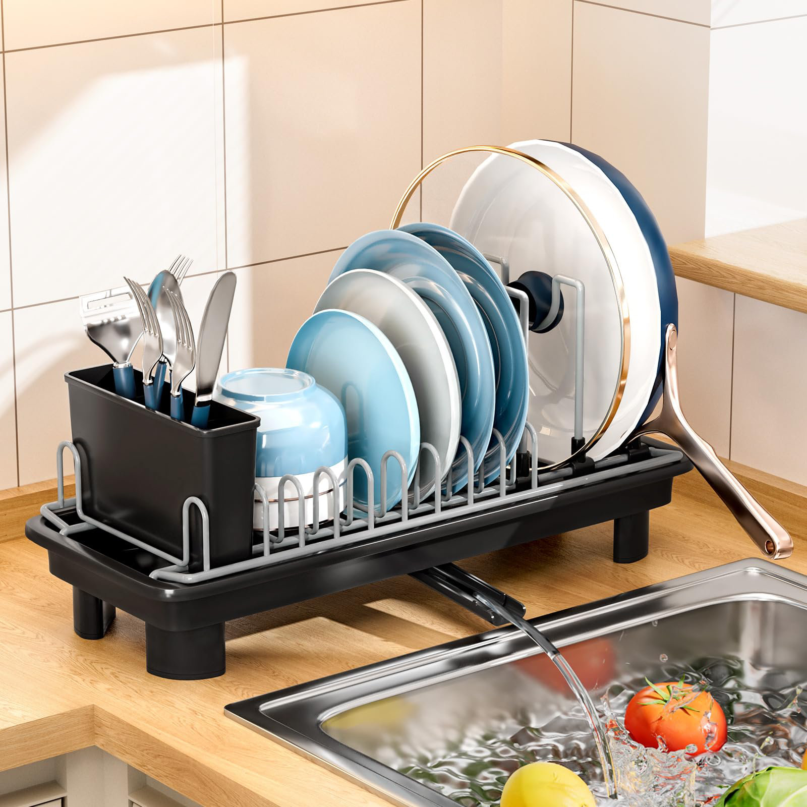 chuangyanUS Dish Drying Rack, Compact Dish Rack For Kitchen Counter ...
