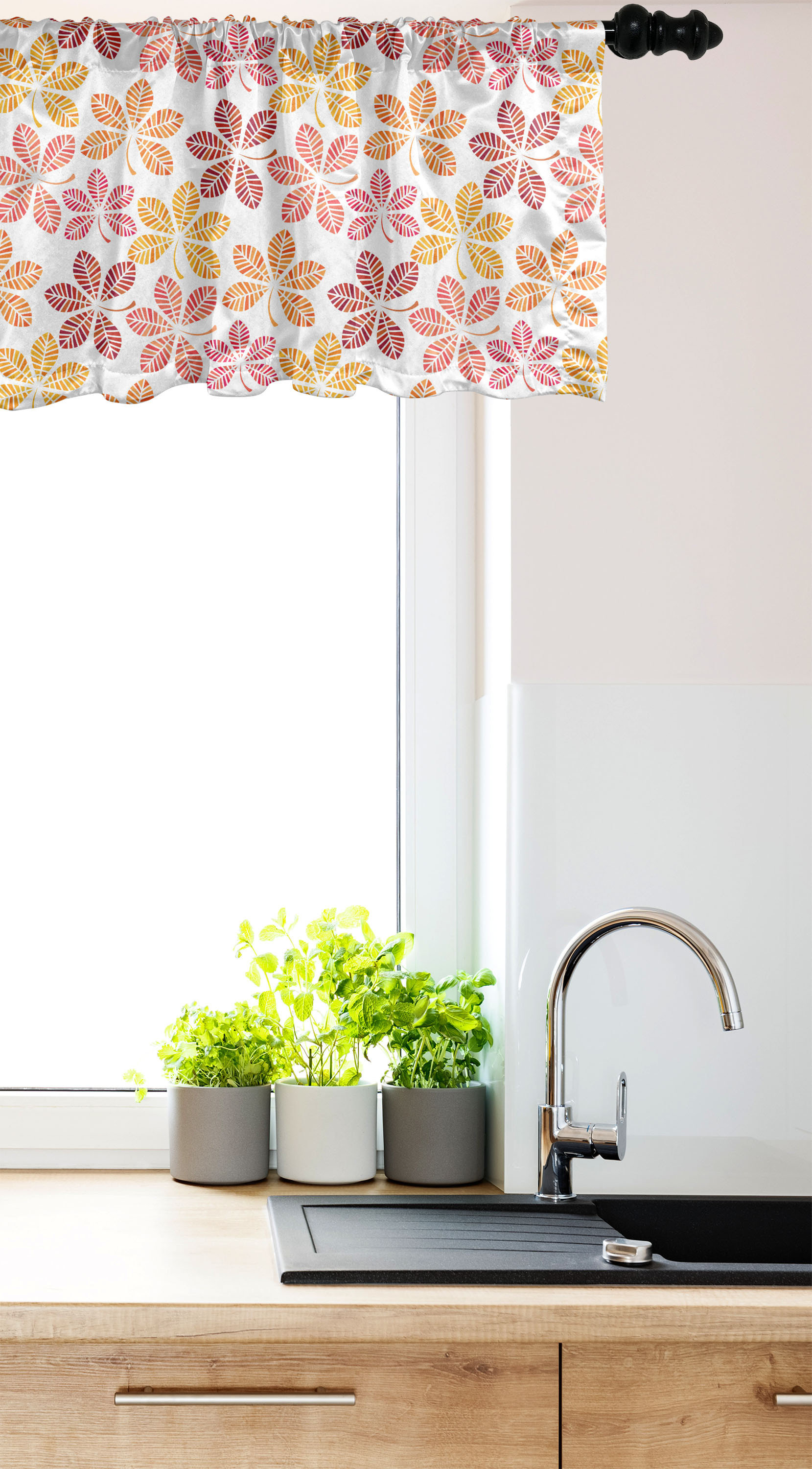 Ambesonne Autumn Valance Pack of 2 Warm Colored Fall Leaves Orange and ...