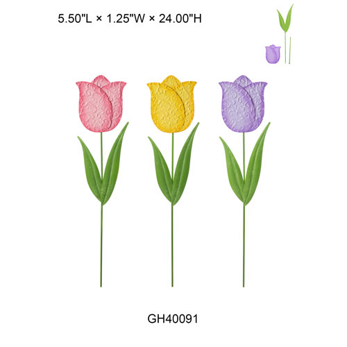 Wildon Home® Annemarije Easter Metal Tulips Garden Stake | Wayfair