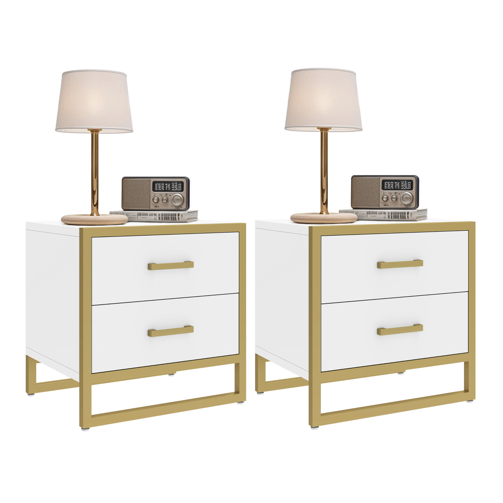 Latitude Run® 2 - Drawer Metal Frame Nightstand(Set Of 2) | Wayfair
