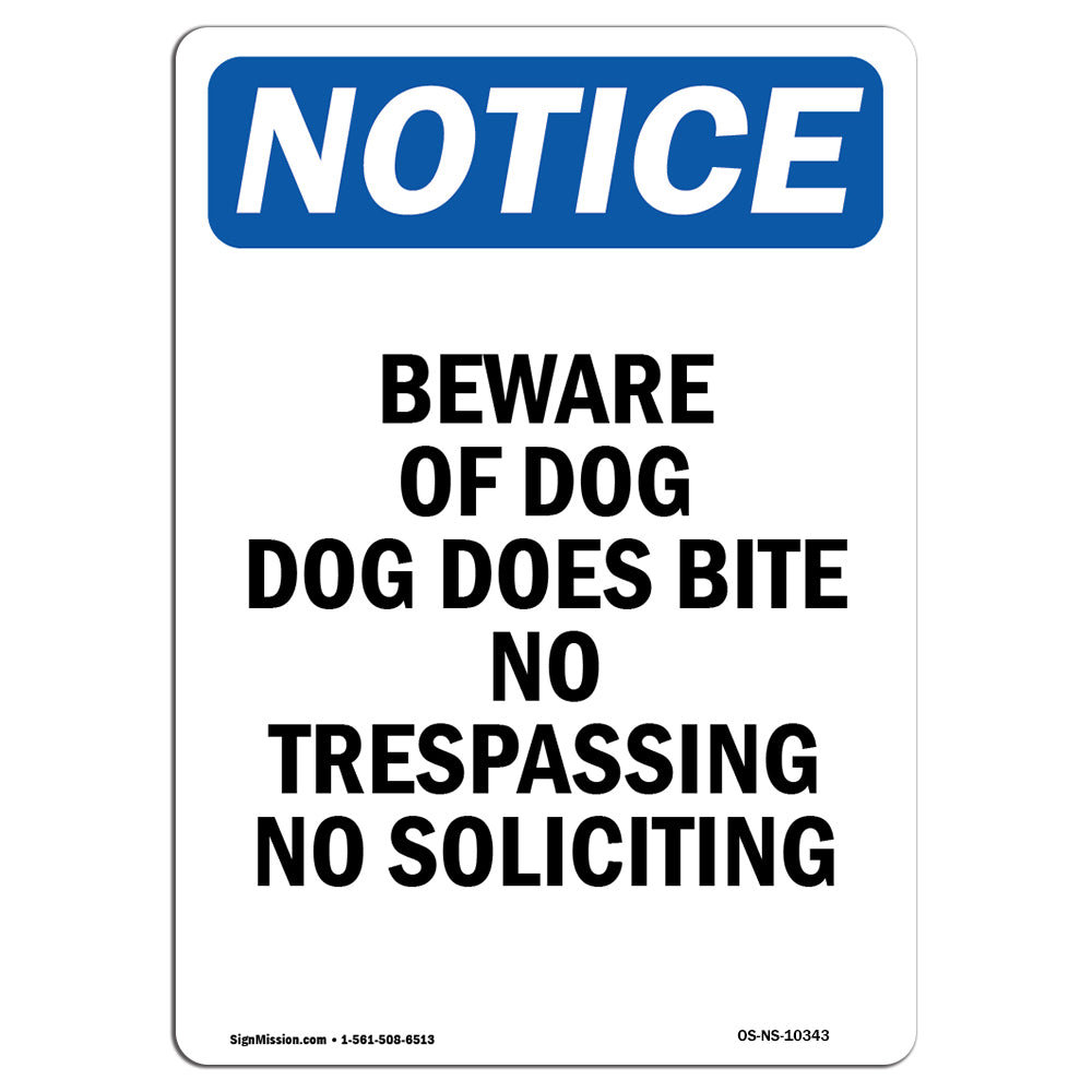 SignMission OSHA Notice - Beware Of Dog Dog Does Bite No Sign - Wayfair ...