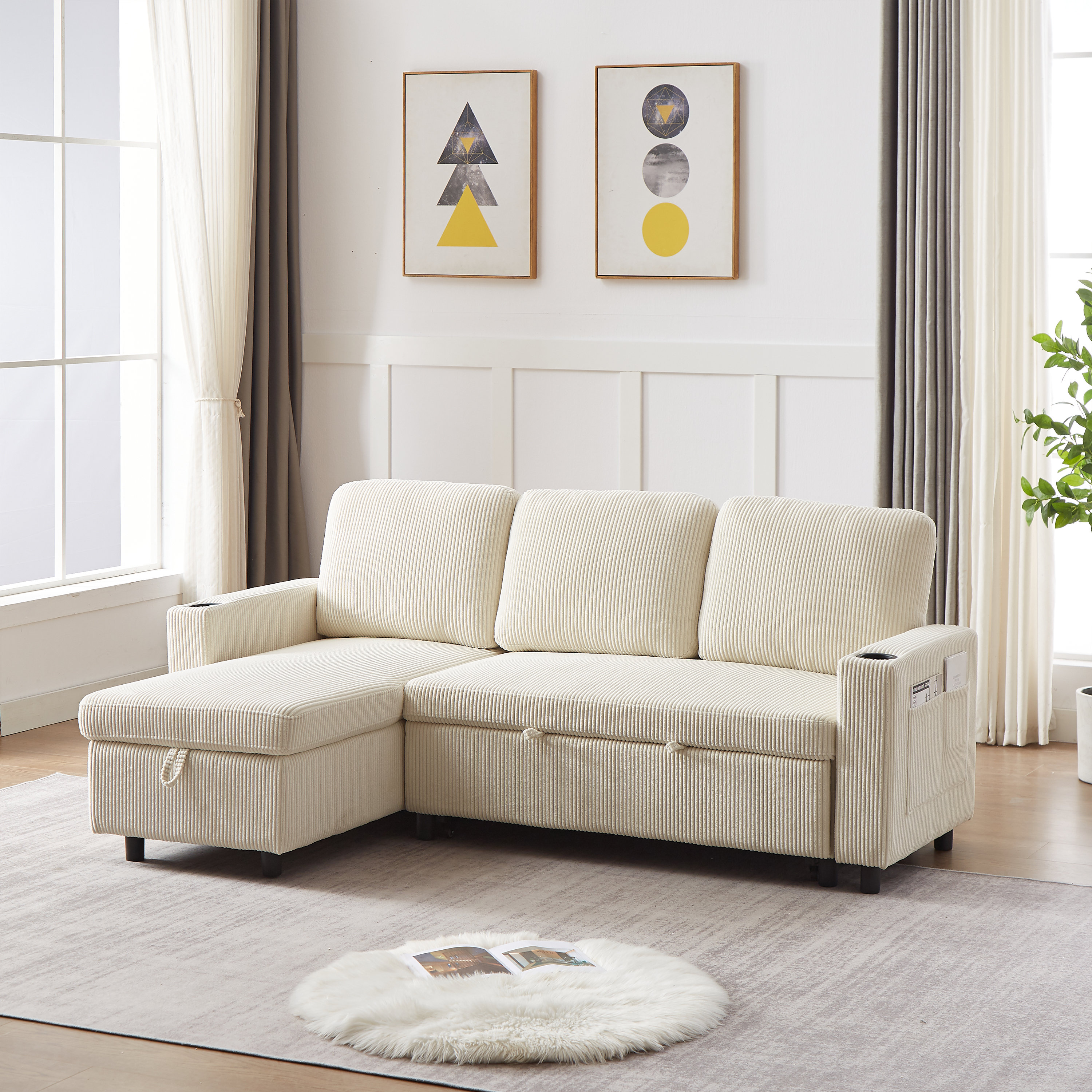 Ebern Designs Gracynn Corduroy Sectional - Wayfair Canada