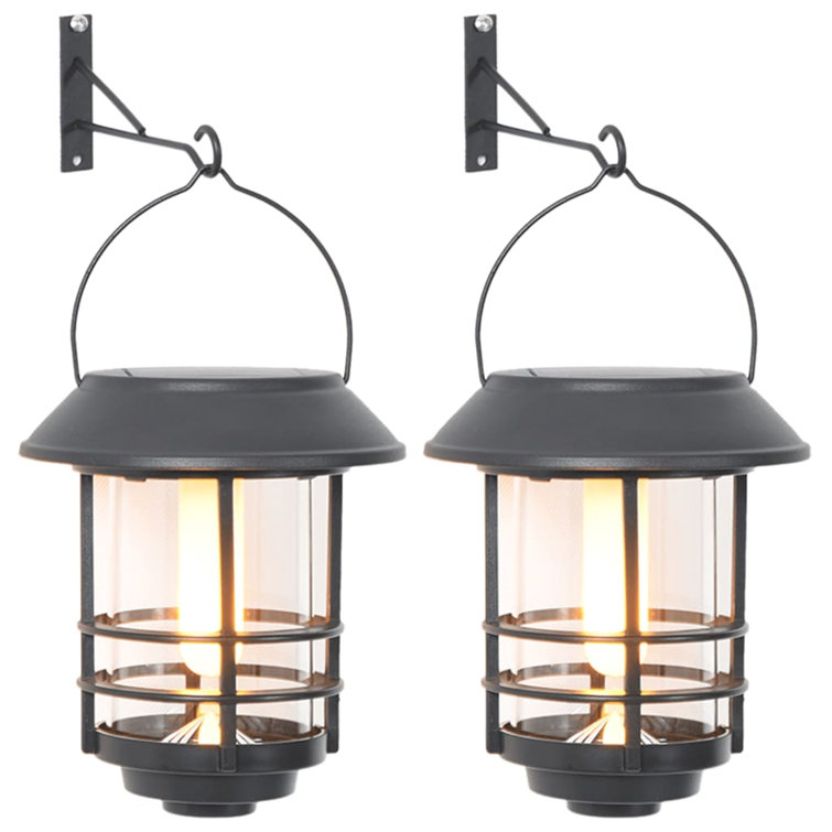 Breakwater Bay Fairlane Satin Black Solar Powered Outdoor Wall Lantern ...