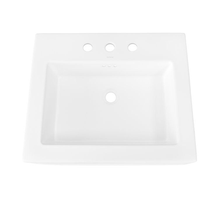 Ronbow Prominent 20'' White Ceramic Rectangular Drop-in, Vessel ...