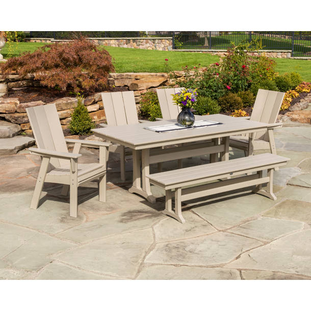 POLYWOOD® Modern Studio Plaza Chair 7-Piece Parsons Table Dining Set ...