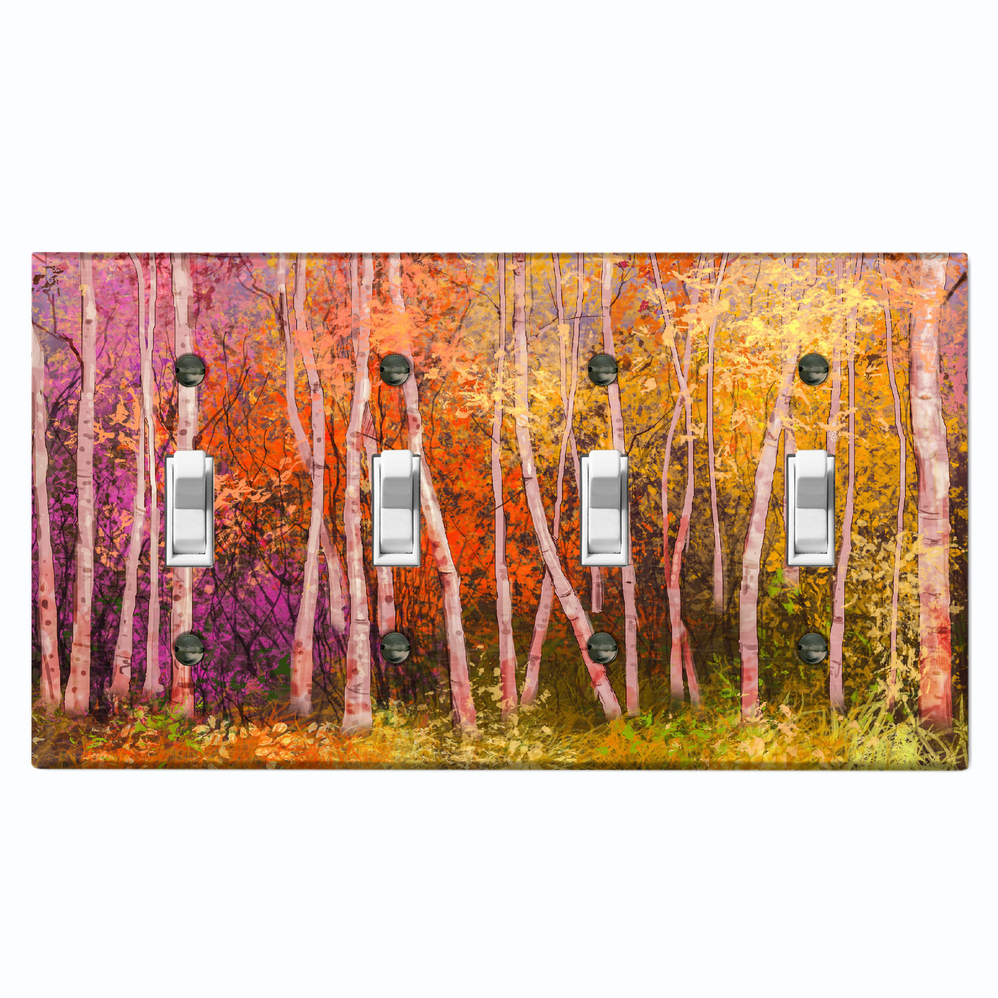 WorldAcc Colorful Forest Trees Orange Nature Themed 4 - Gang Toggle ...