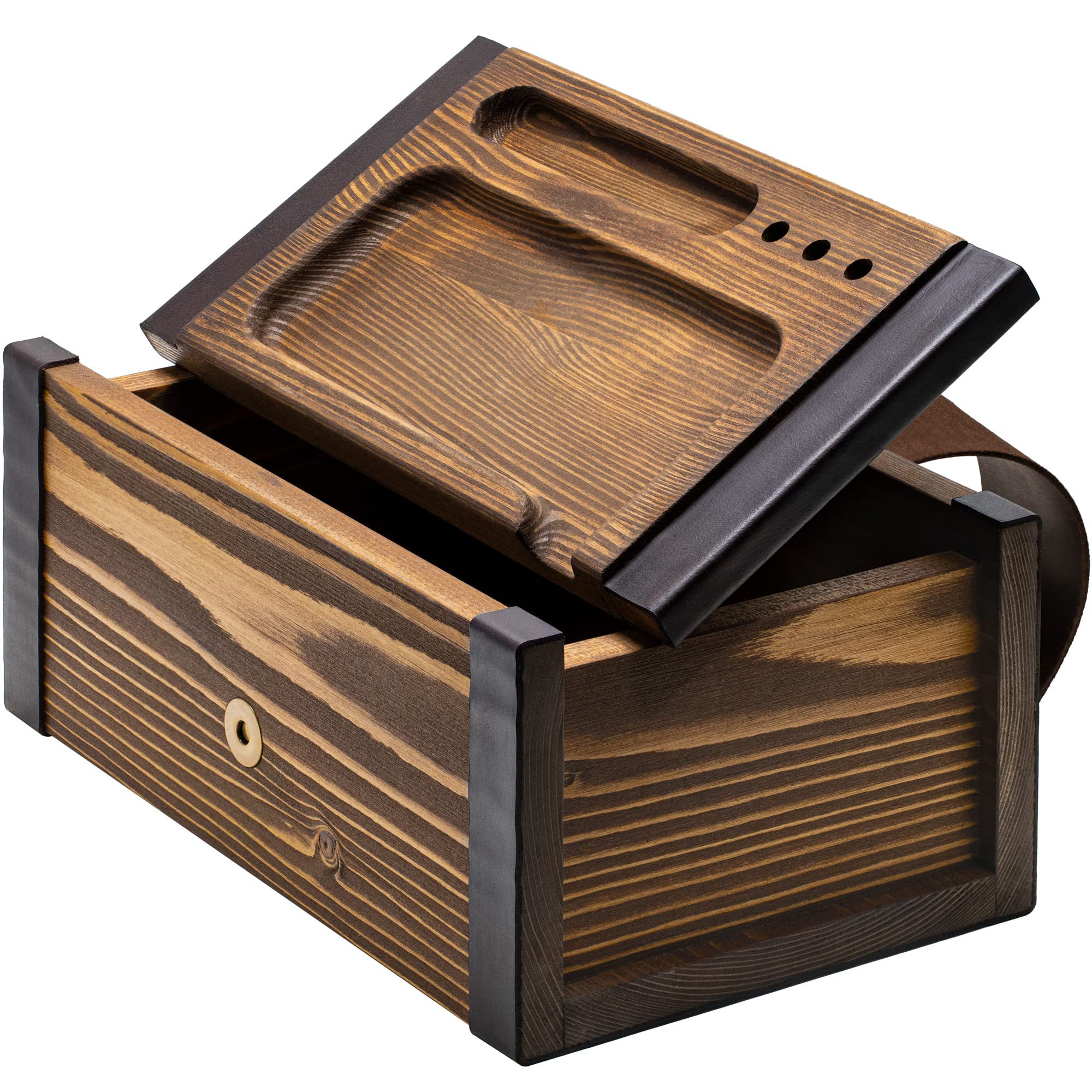 Millwood Pines Large Wooden Box With Decorative Wood Tray - Handcrafted ...