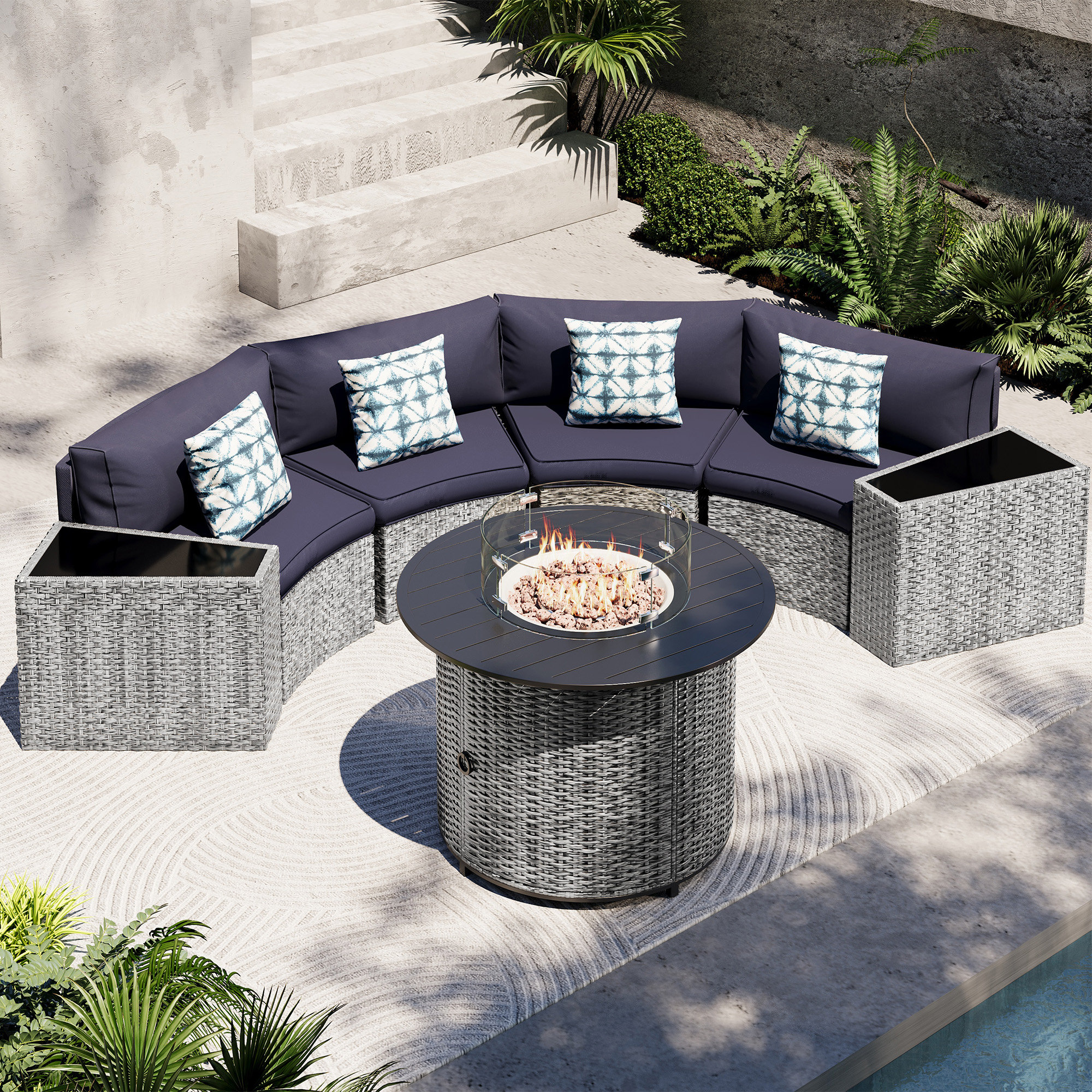 Latitude Run® 4 - Person Fully Assembled Curved Patio Conversation Set ...