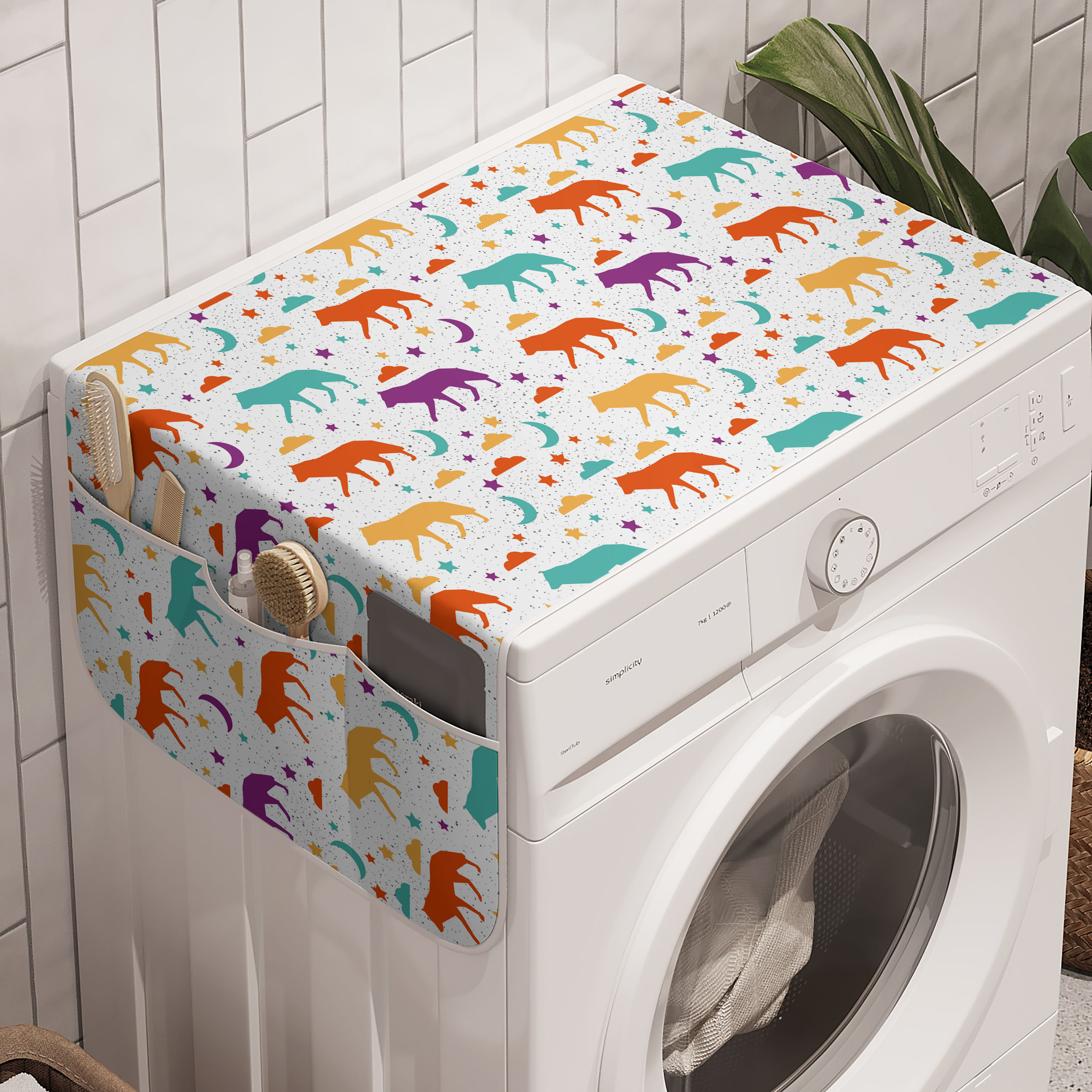 East Urban Home Wolf Washing Machine Organizer Pack of 2 47" x 18.5 ...
