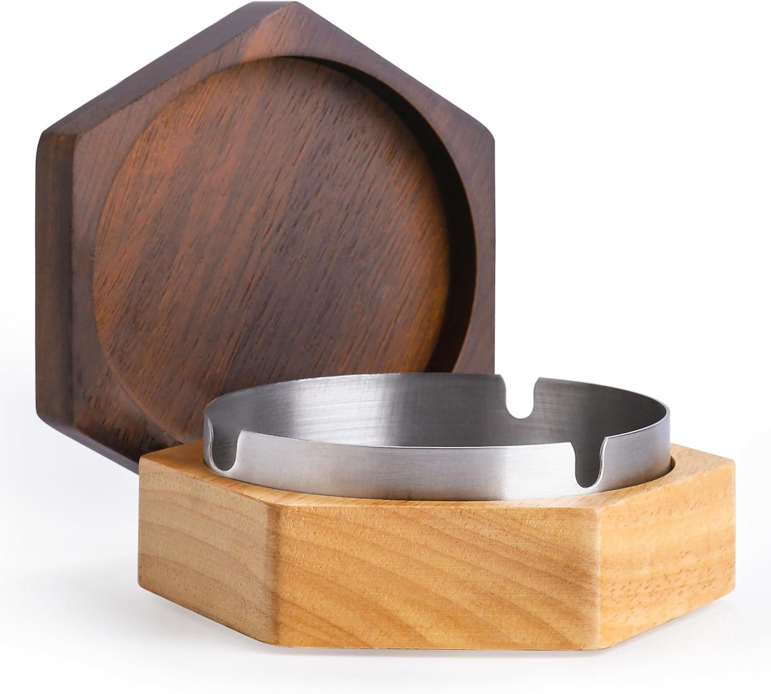 ARTISAN KITCHENS & TOPS LLC Windproof Ash Tray with Lid, Wooden Ashtray ...