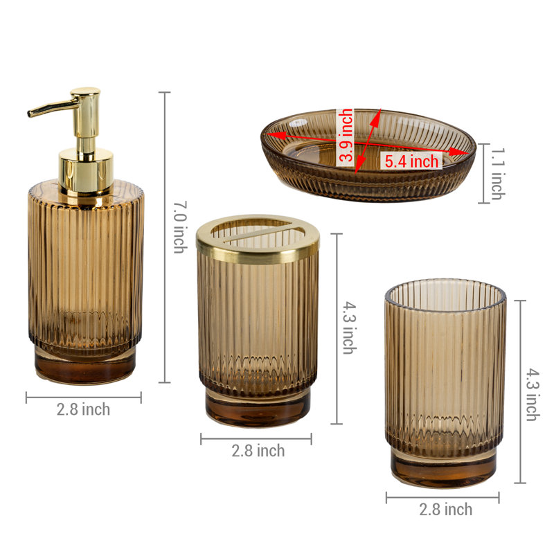Mercer41 4 Piece Glass Bathroom Accessory Sets & Reviews | Wayfair