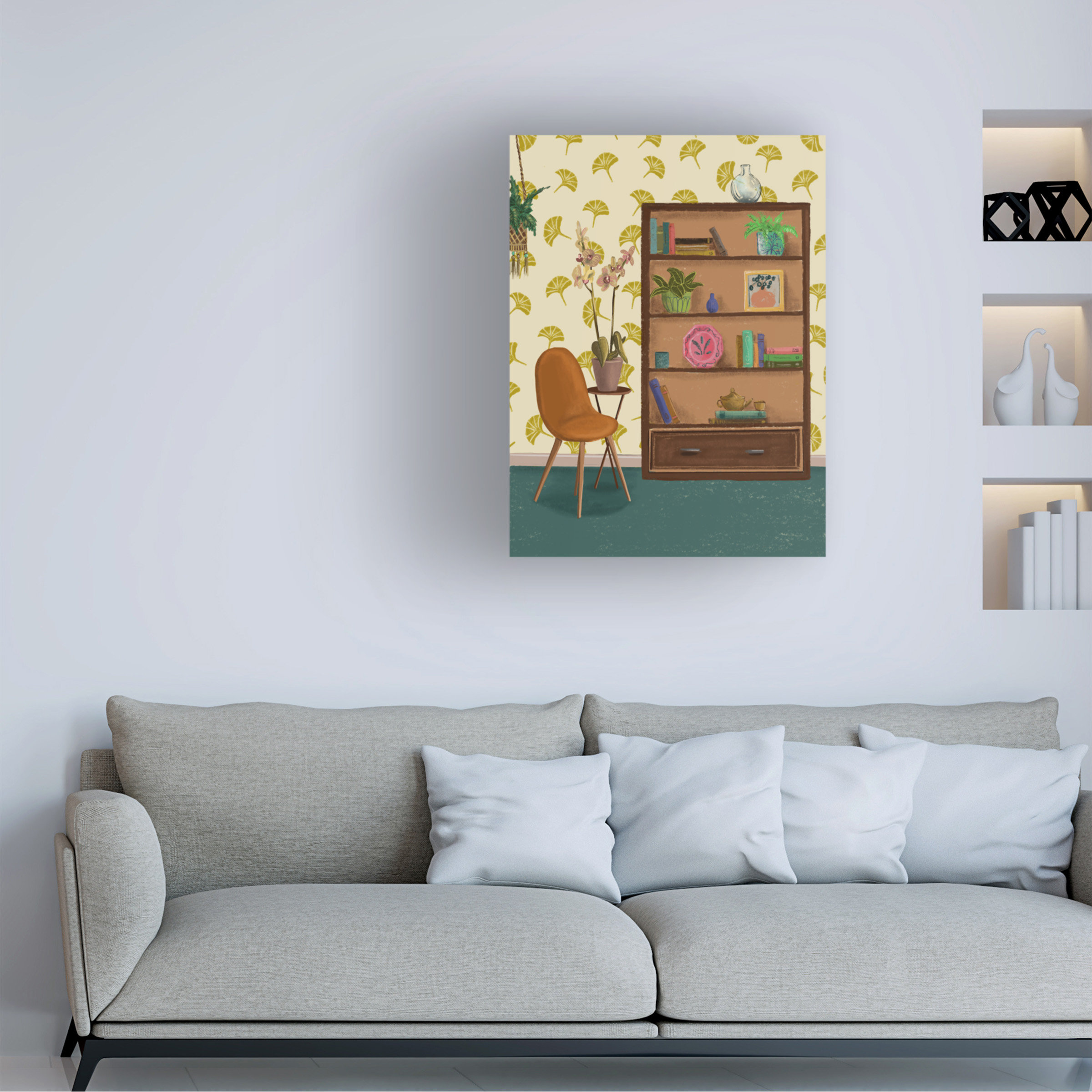 Winston Porter Still Life Interior Modern Bookcase On Canvas by ...