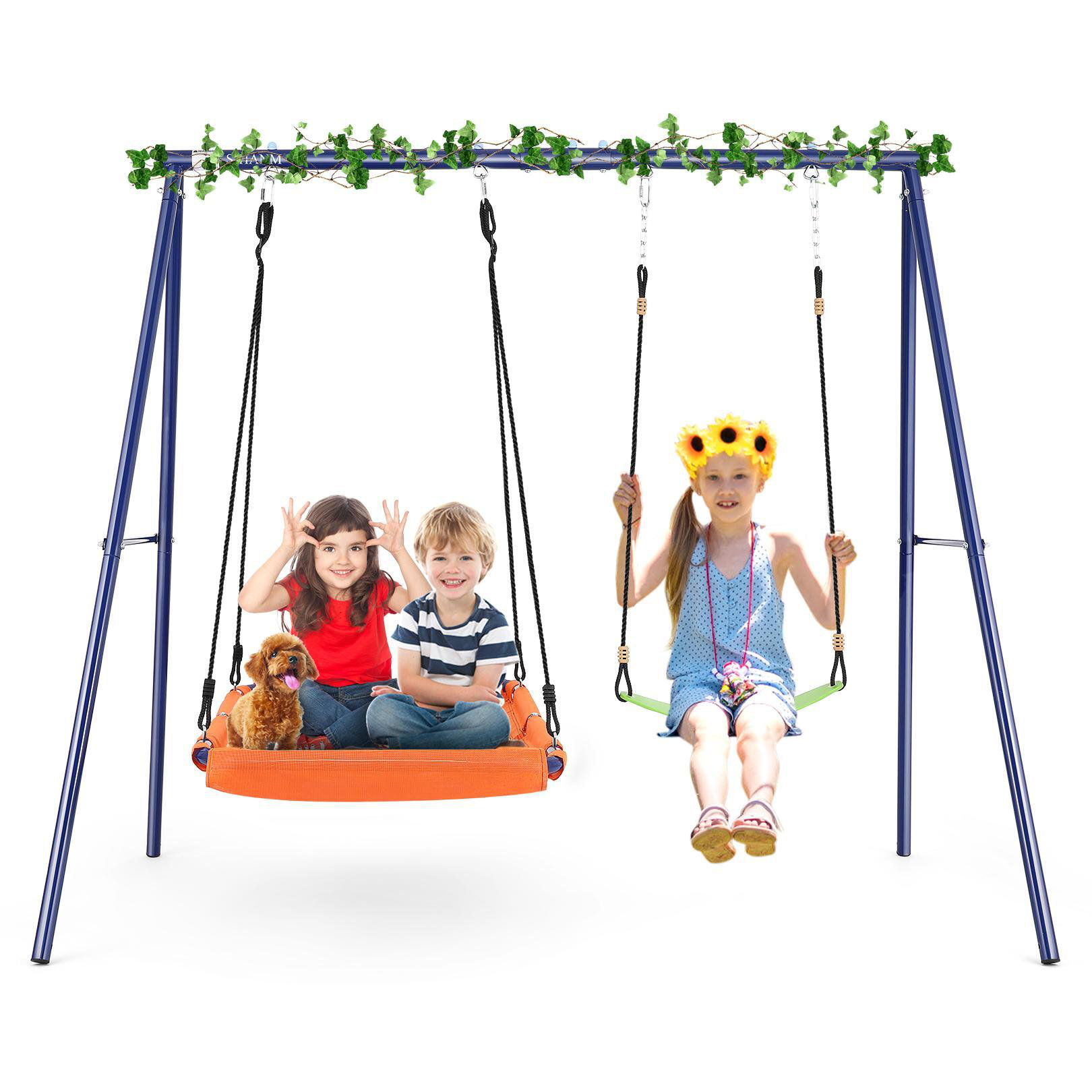 Arlmont & Co. Heavy Duty Swing Set with 2 Seat, 440lbs Capacity | Wayfair