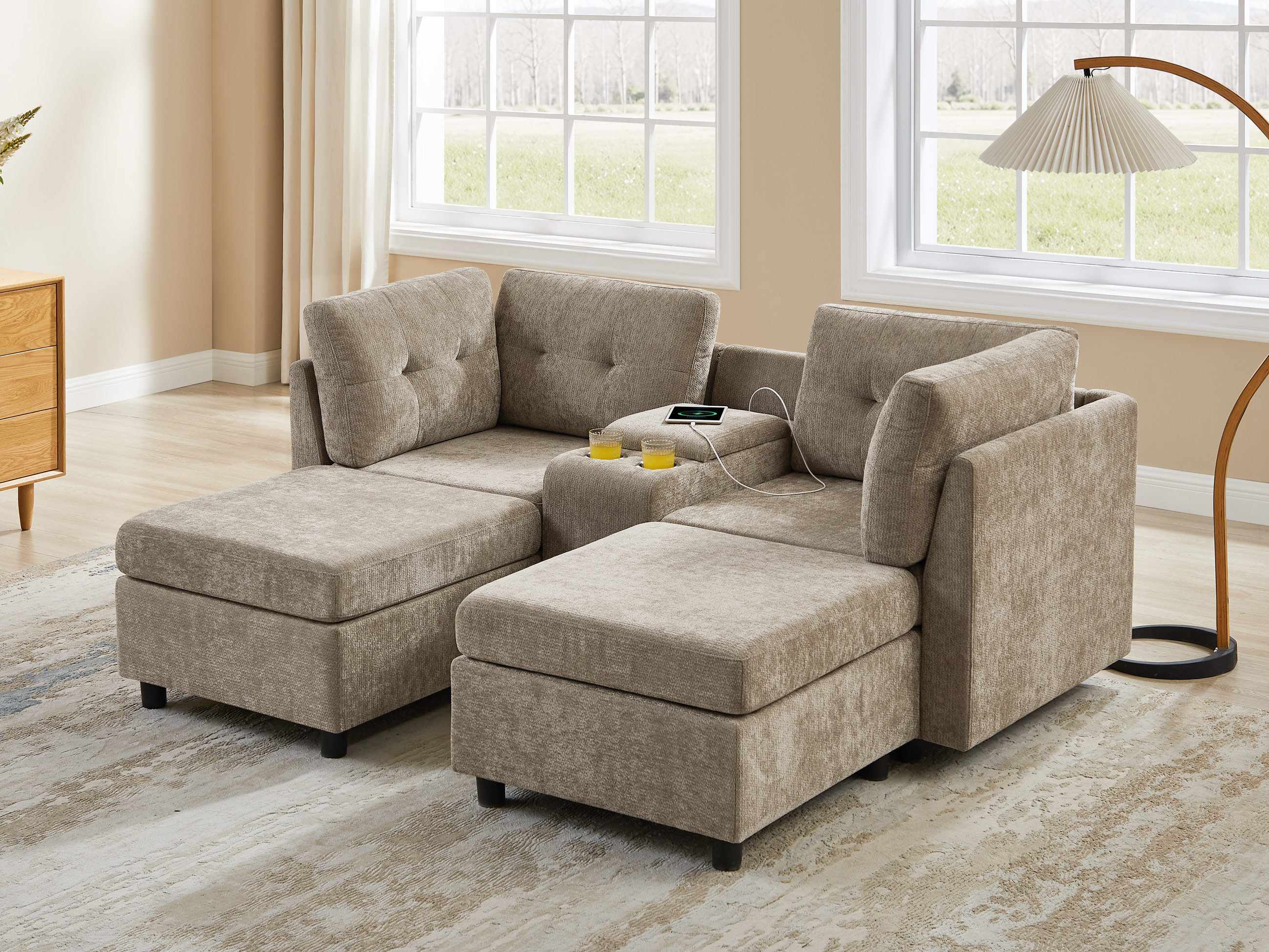 Latitude Run® Shelly Chenille Upholstered Sectional Sofa With Storage ...