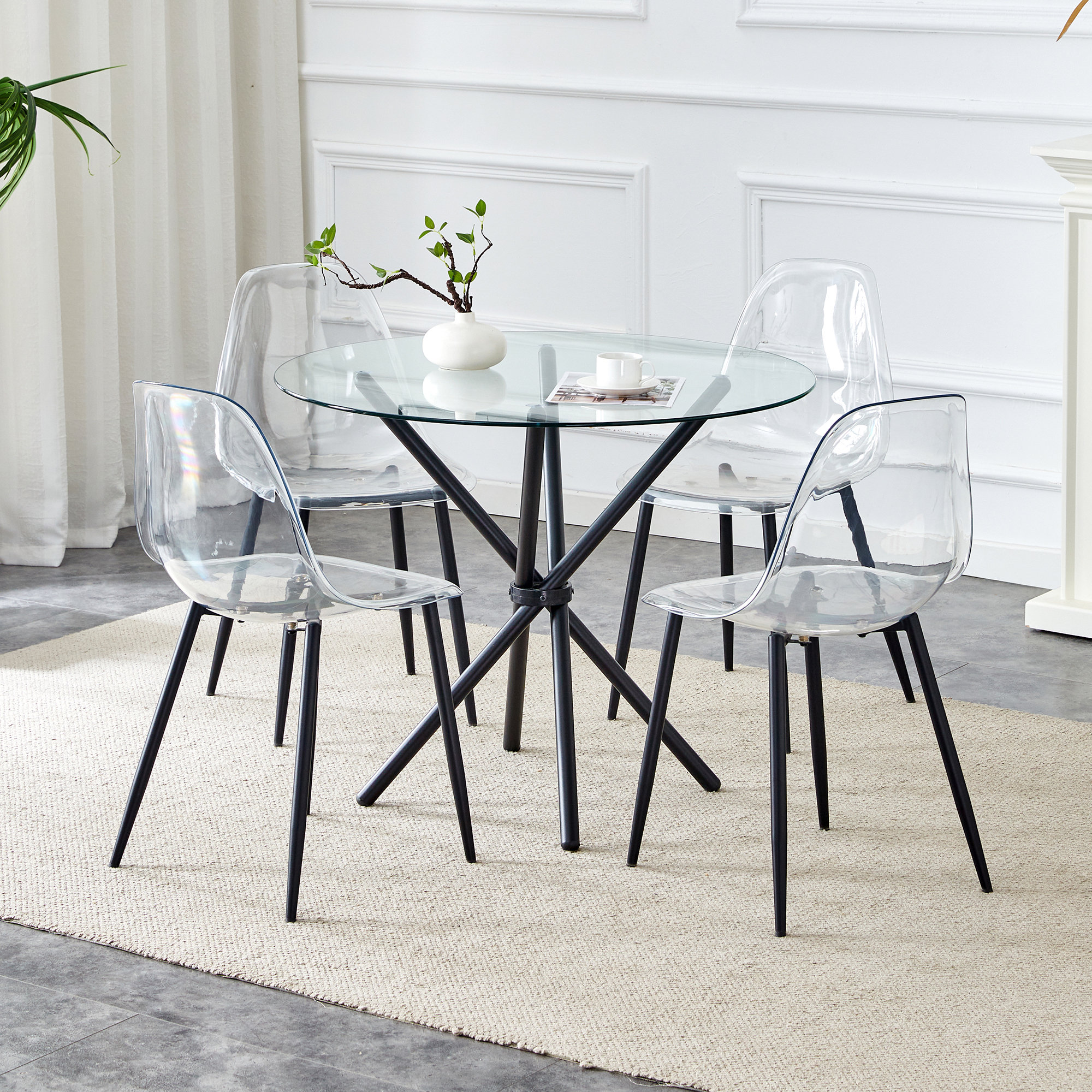 Ivy Bronx 4 - Person Dining Table Sets With 36'' Round Table & 4 ...