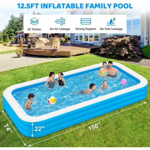 DESIGN SHOP BY SHELL Extra Large Inflatable Pool For Adults, 150" X 74 ...