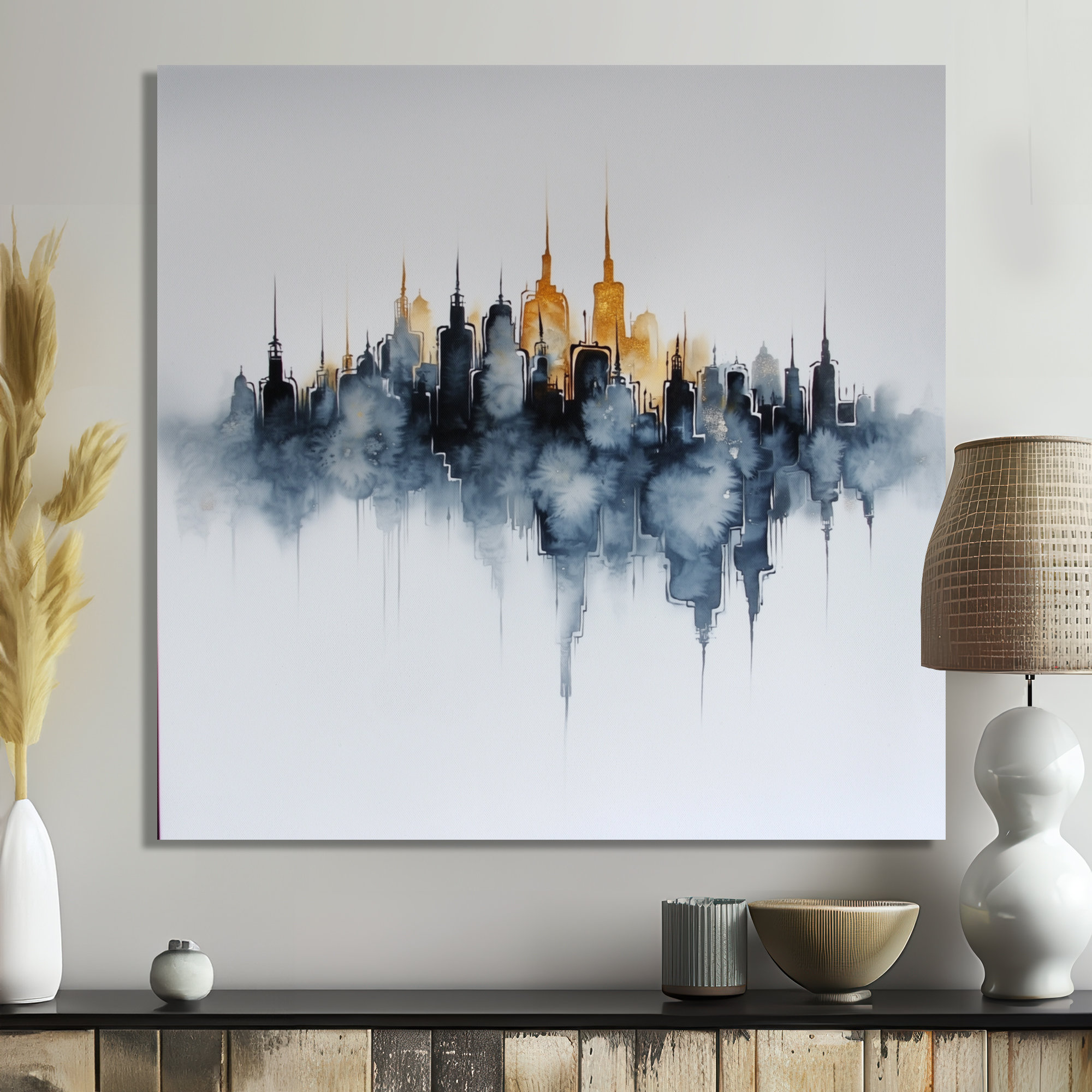 Ivy Bronx Abstract New York City Liquid Ink VI - Cityscape Canvas Print ...