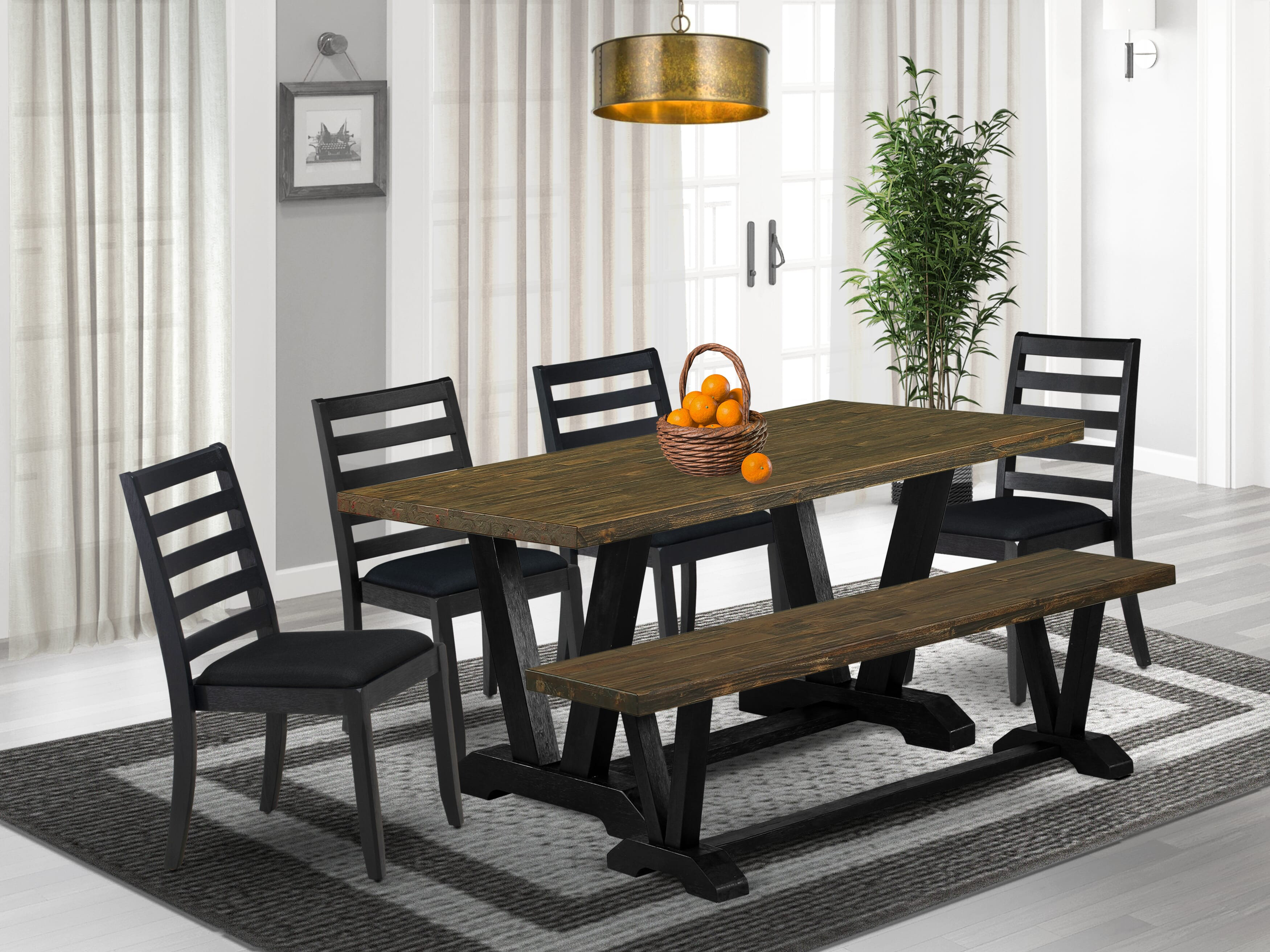 Red Barrel Studio® 6-piece Dining table set included a table and bench ...
