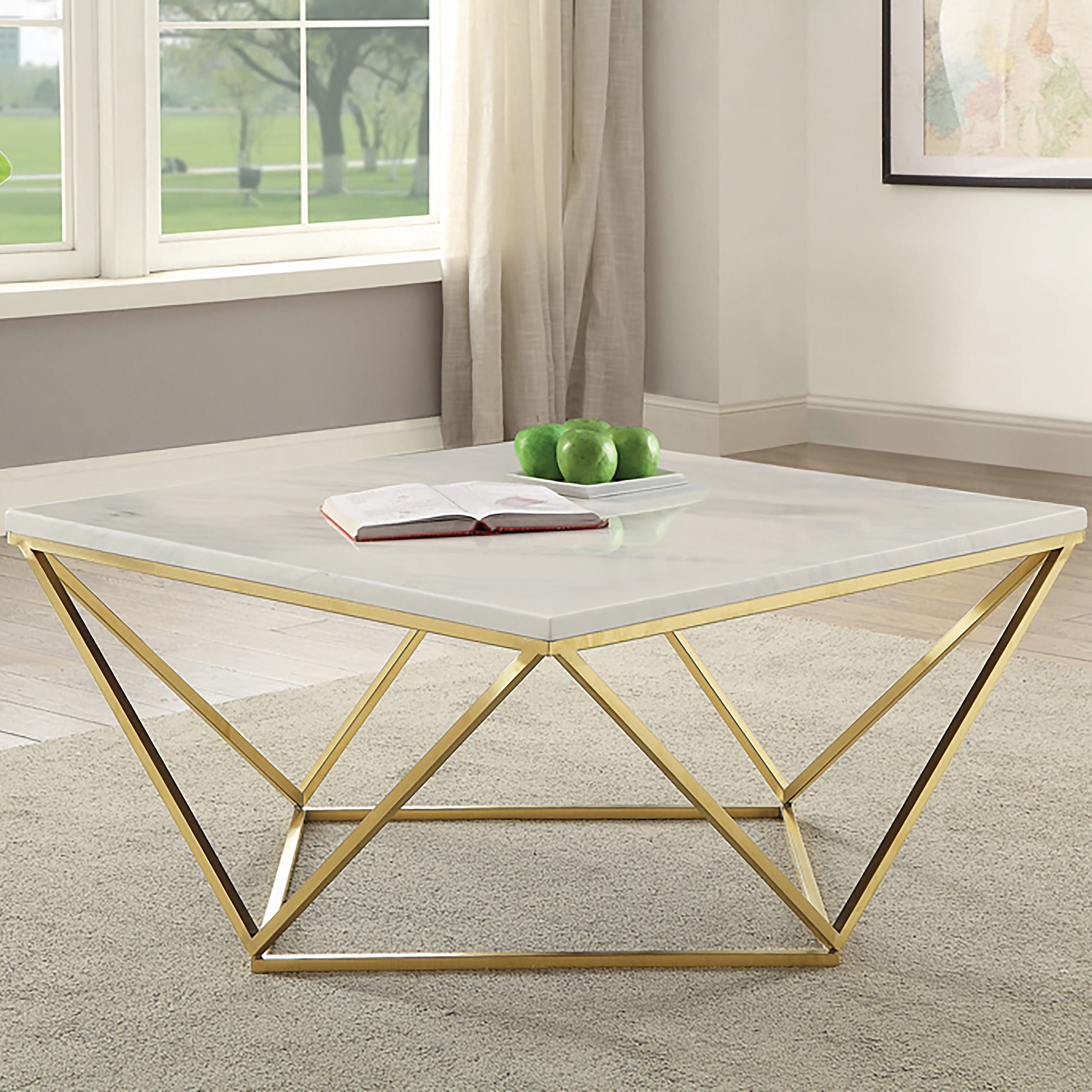 Mercer41 Table basse carrée en faux marbre Meryl - Wayfair Canada