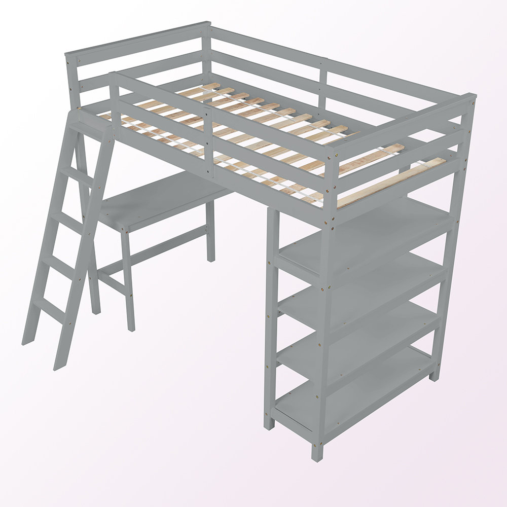 Harriet Bee Eseosa Platforms Loft Bed with Bookcase by Harriet Bee ...