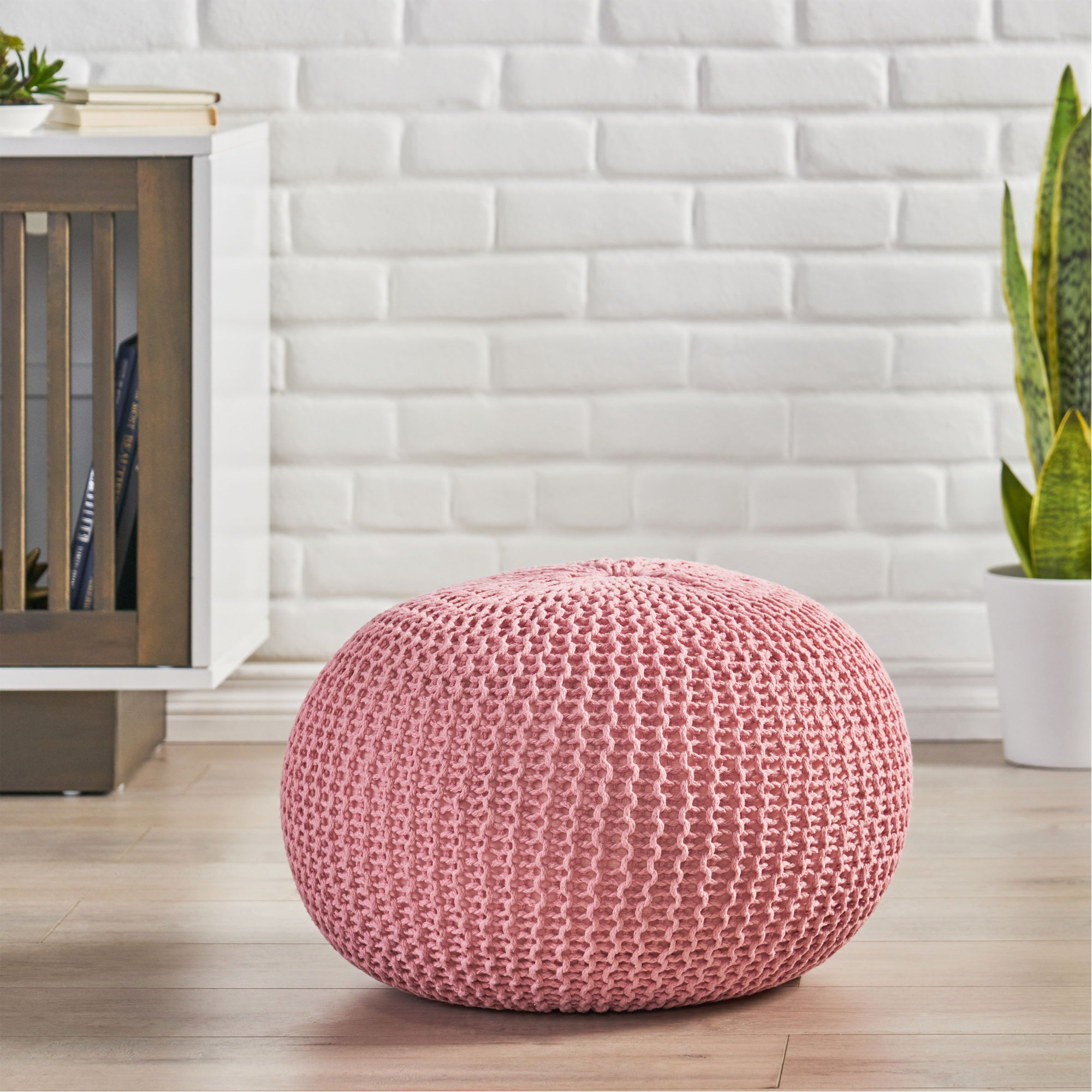 George Oliver Versatile Cotton Knitted Pouf For Home Decoration And ...