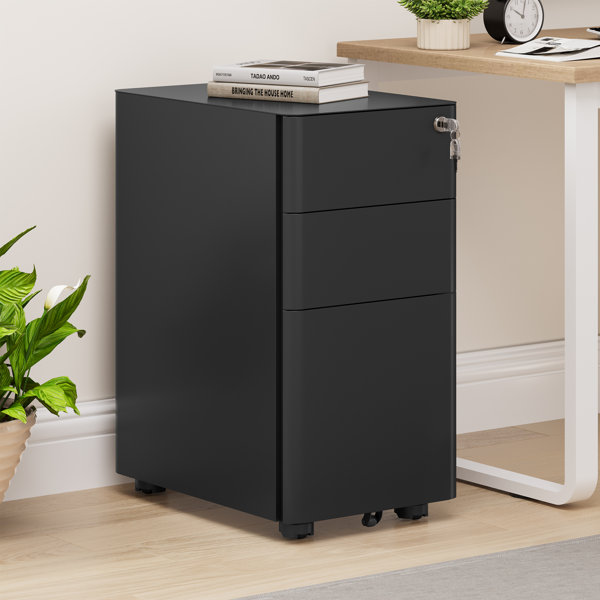 Inbox Zero Gwendolyn 11.8'' Wide 3 -Drawer Mobile Steel File Cabinet ...