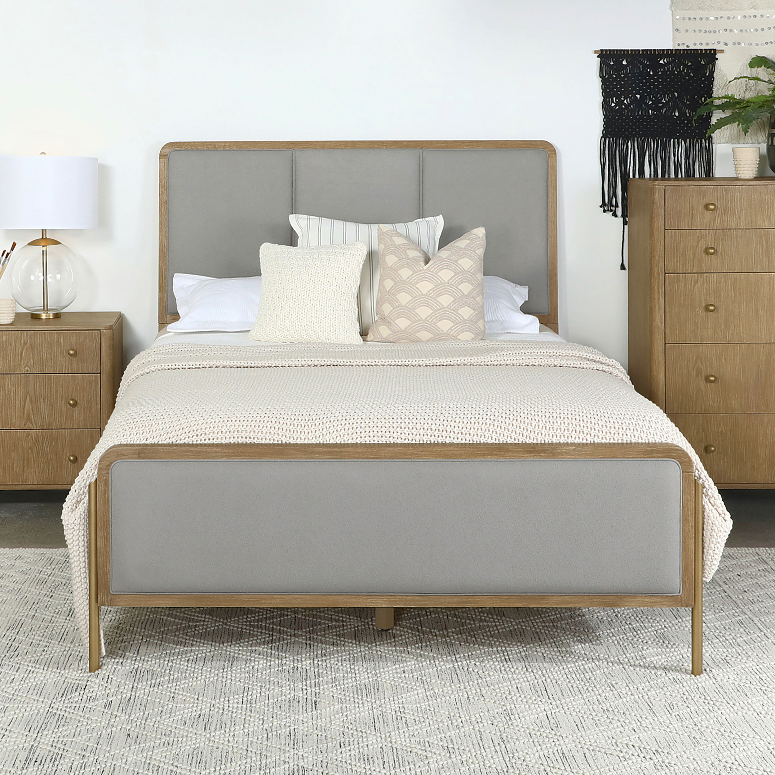 SOL Strong Arini Upholstered Queen Panel Bed Sand Wash/Gray | Wayfair