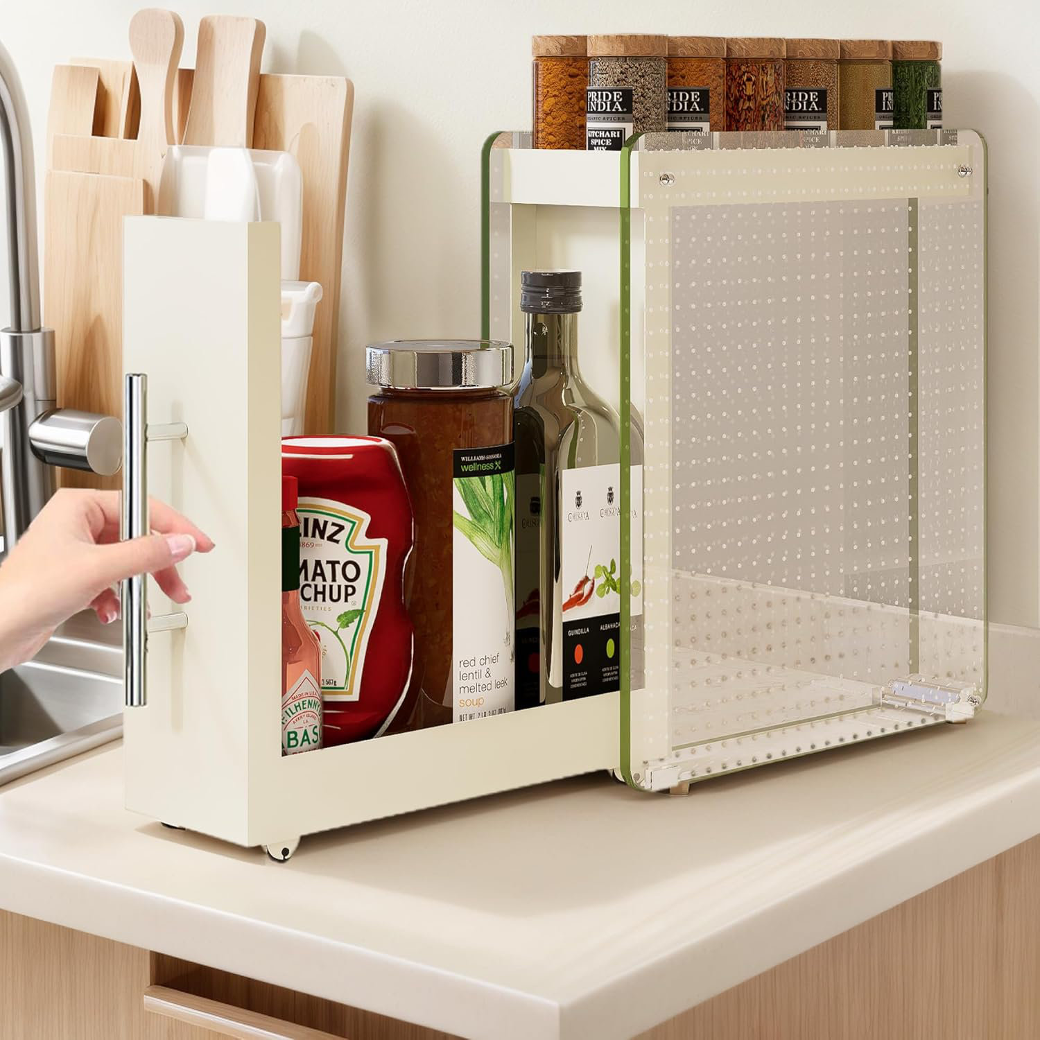 Prep & Savour Pull Out Spice Rack Condiment Organizer For Countertop ...