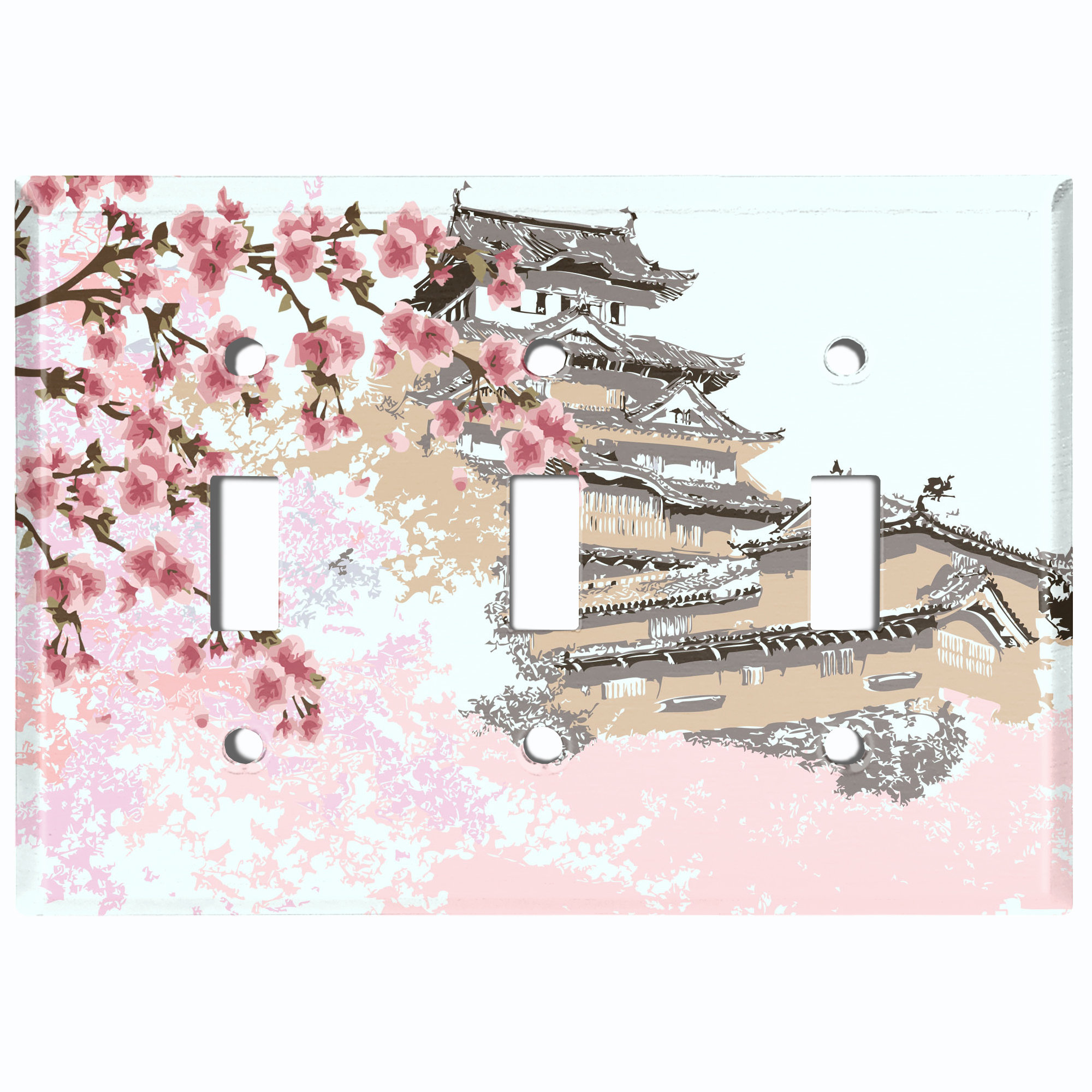 WorldAcc Metal Light Switch Plate Outlet Cover (Japanese Sakura Flower ...