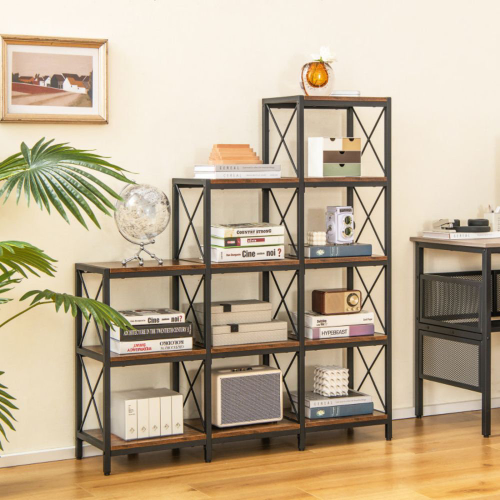 17 Stories 9 Cubes Bookcase With Carbon Steel Frame For Home Office ...
