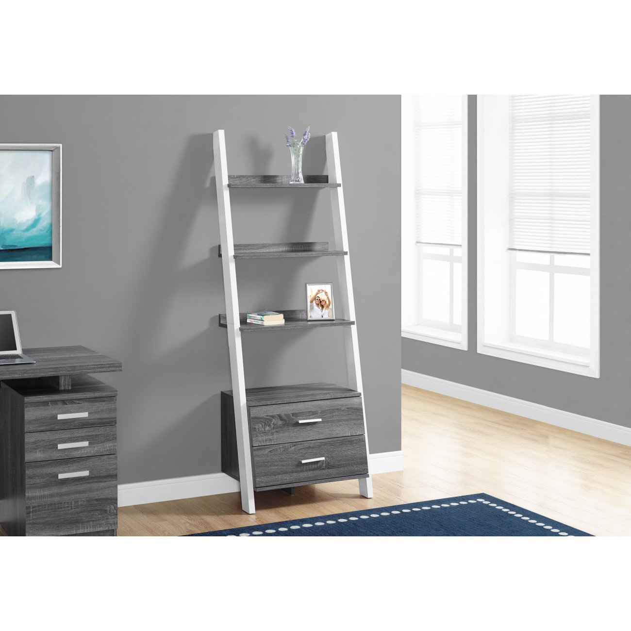 Latitude Run® Versatile 4-Tier Bookshelf, Bookcase, Etagere, And Ladder ...