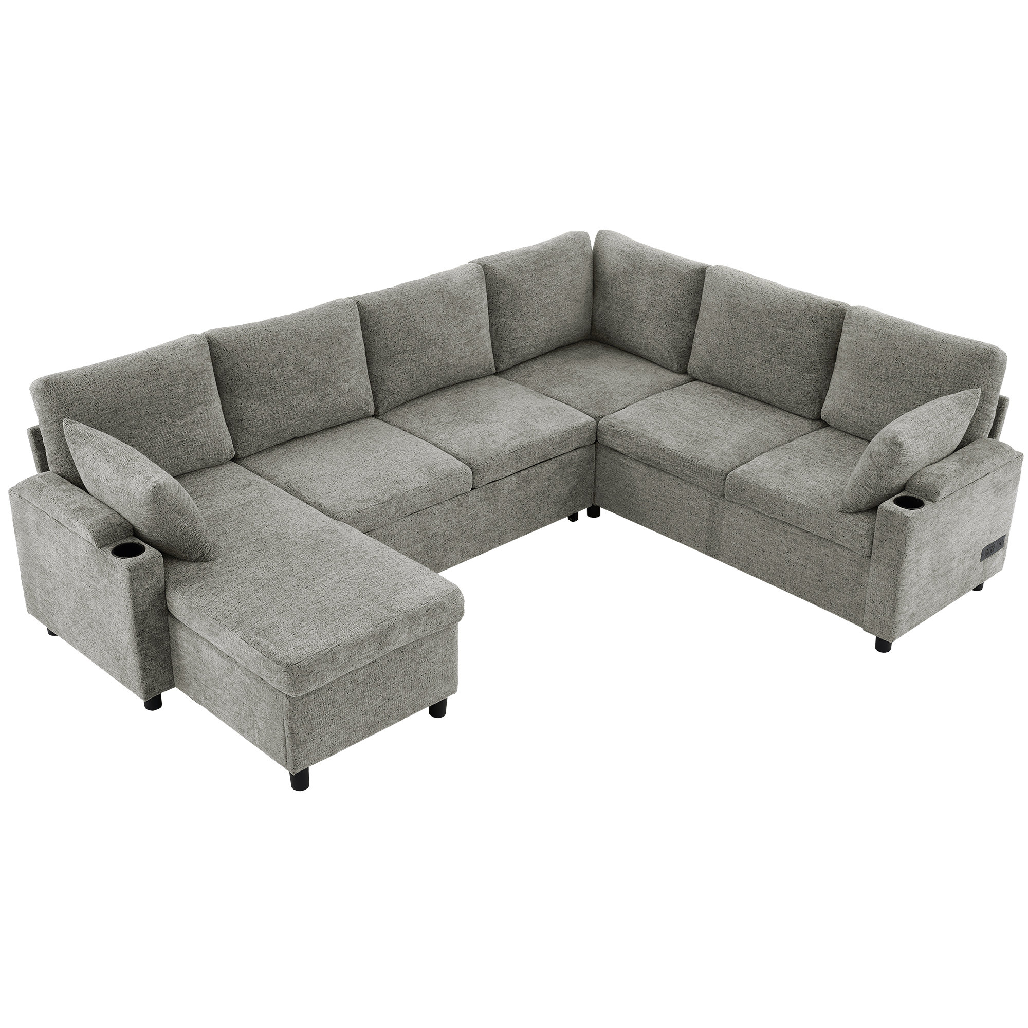 Latitude Run® 109.9" Sectional Sofa with Ample Storage Space, Two Cup ...