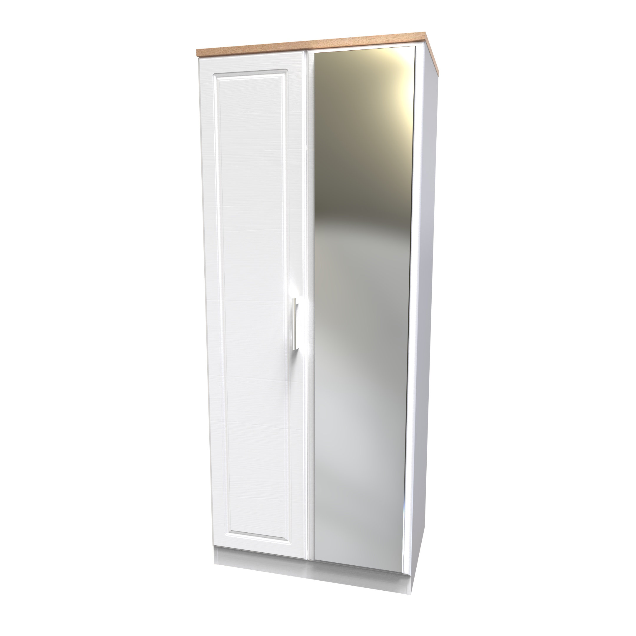 ClassicLiving Aalysia 2 Door Mirrored Robe in White Ash & Modern Oak ...