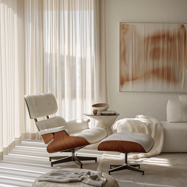 Corrigan Studio® Mid Century Modern Leather Accent Chair With Ottoman ...