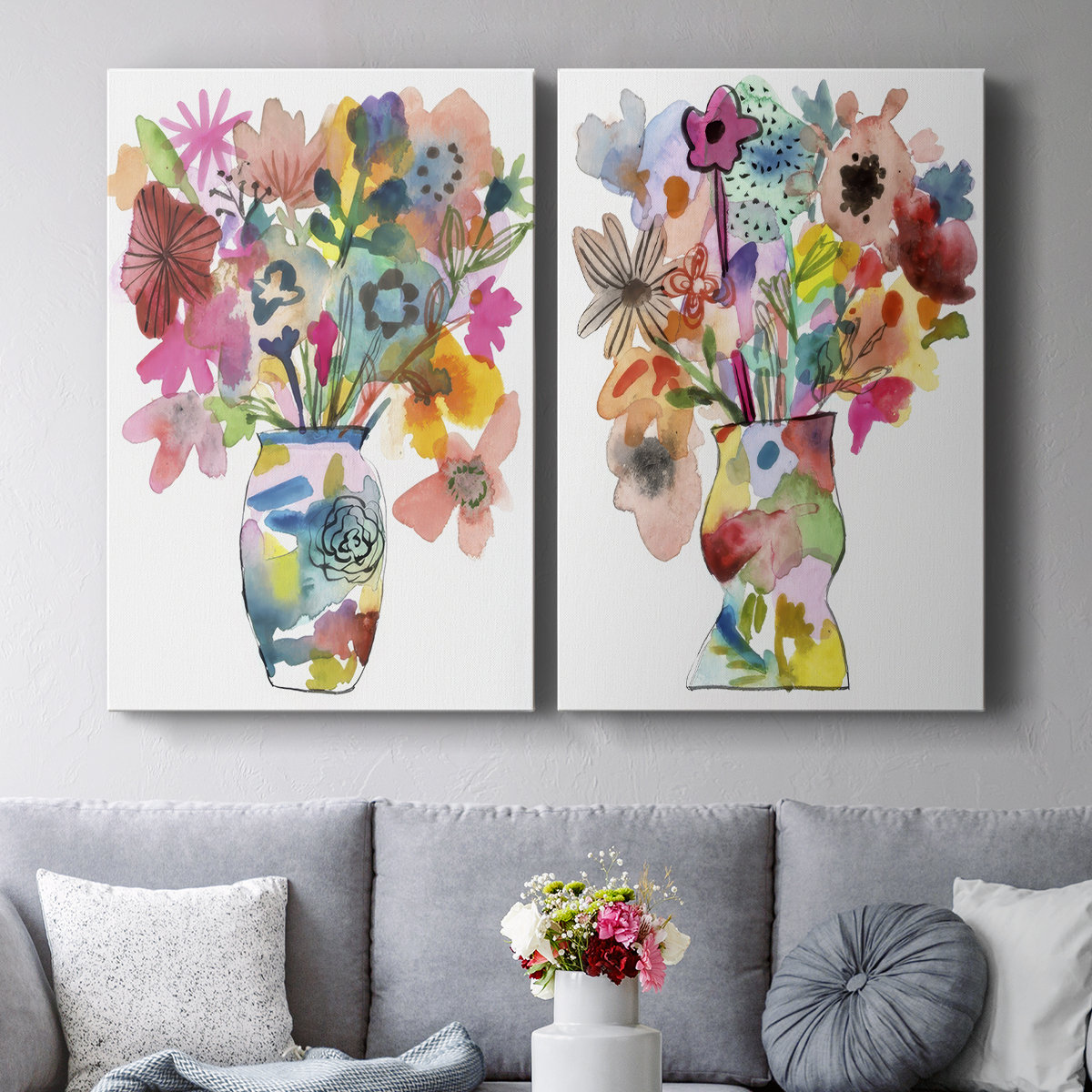 Wade Logan® Linear Bouquet I-Premium Gallery Wrapped Canvas -Ready to ...