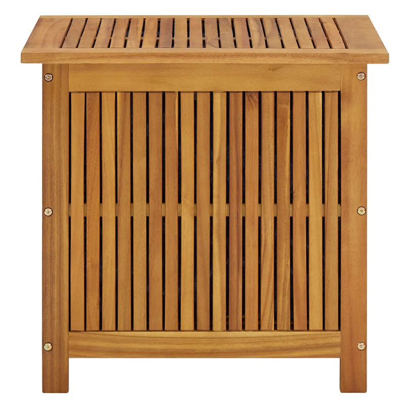 Benjara Outdoor Storage Box Table, Acacia Wood With Flip Top, Slatted ...