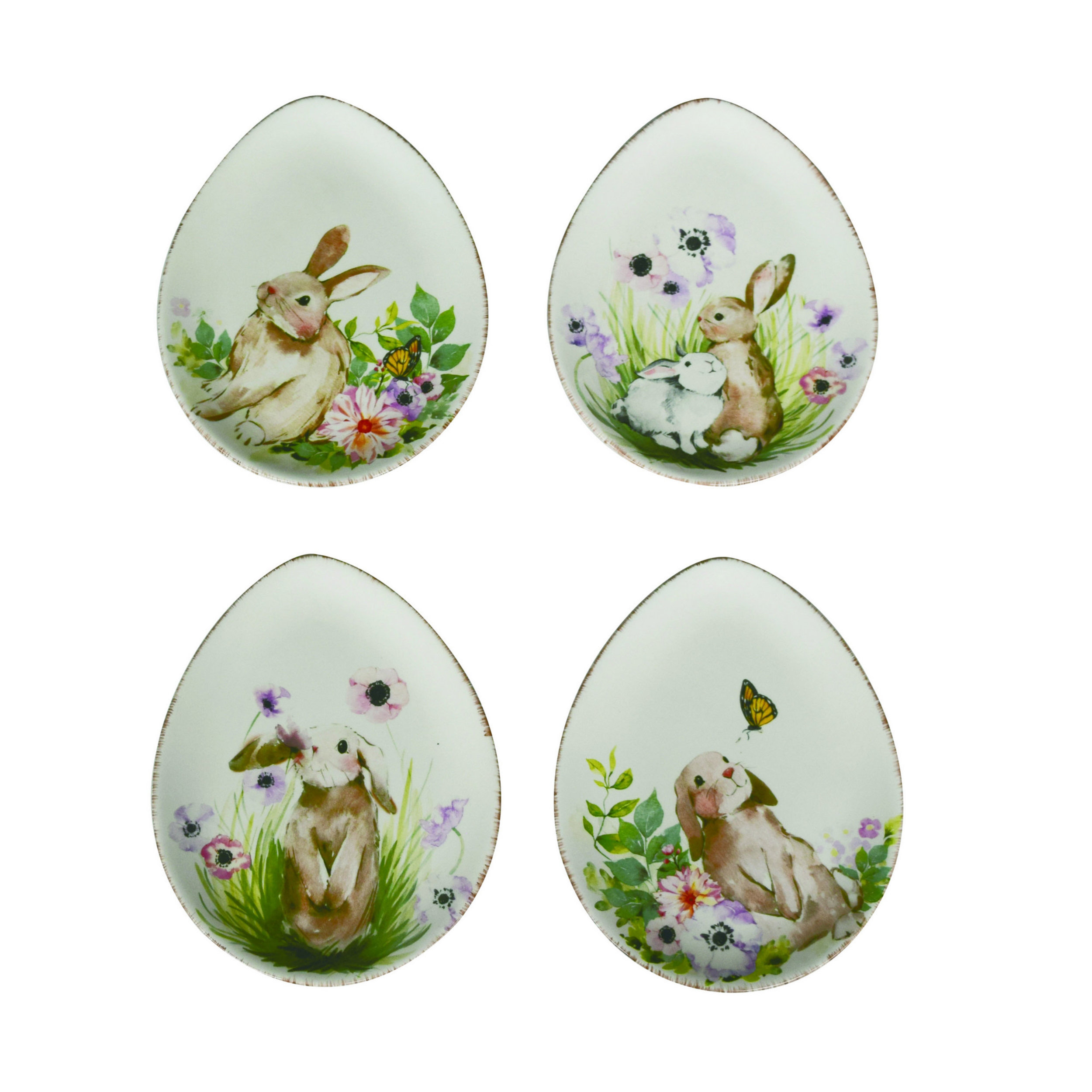 August Grove® Ceramic Spring Floral Egg Plate Set of 4 Easter Home ...