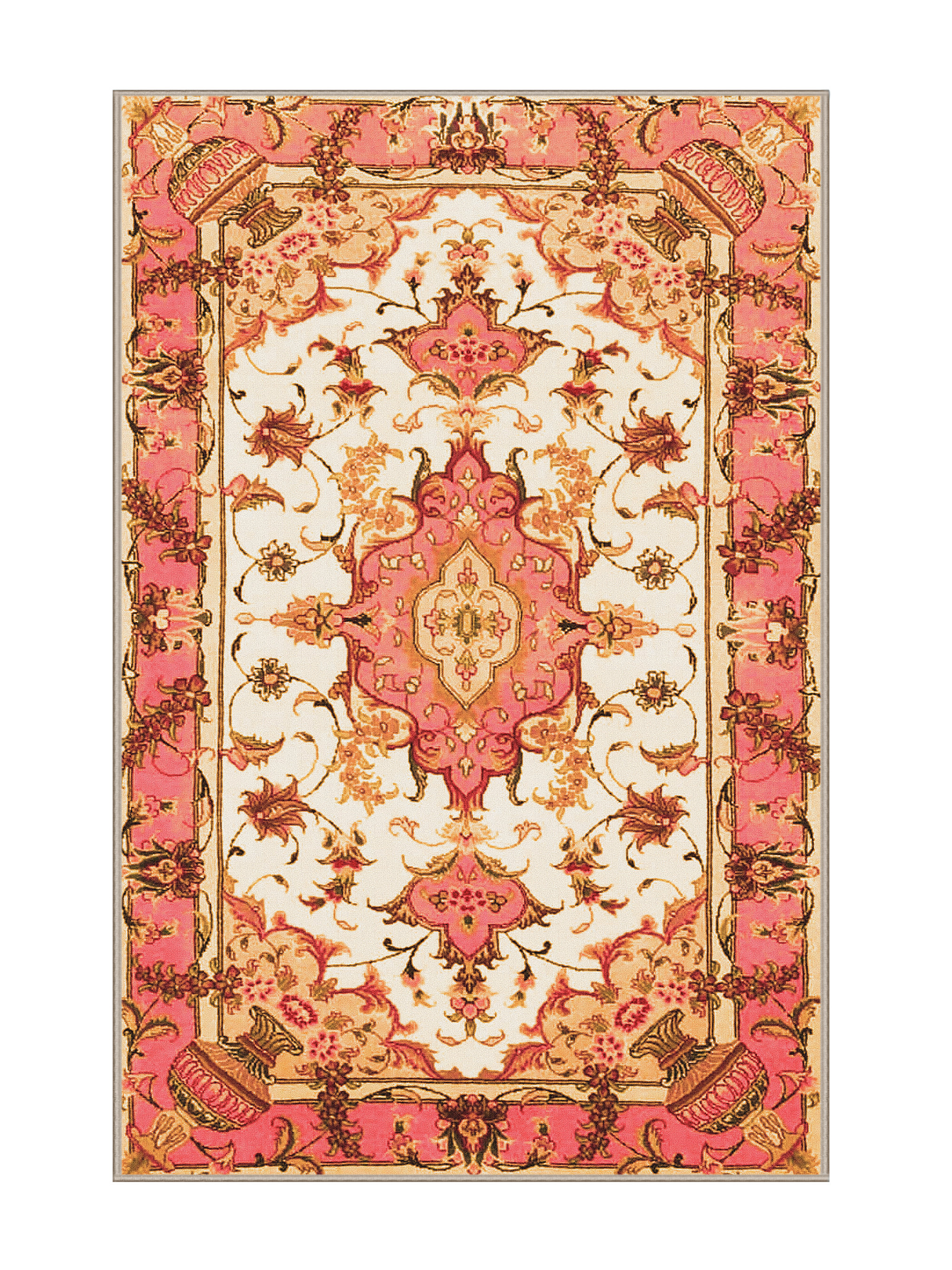 Bungalow Rose Floral Machine Woven Rectangle 5' x 7' Wool/Polyester ...