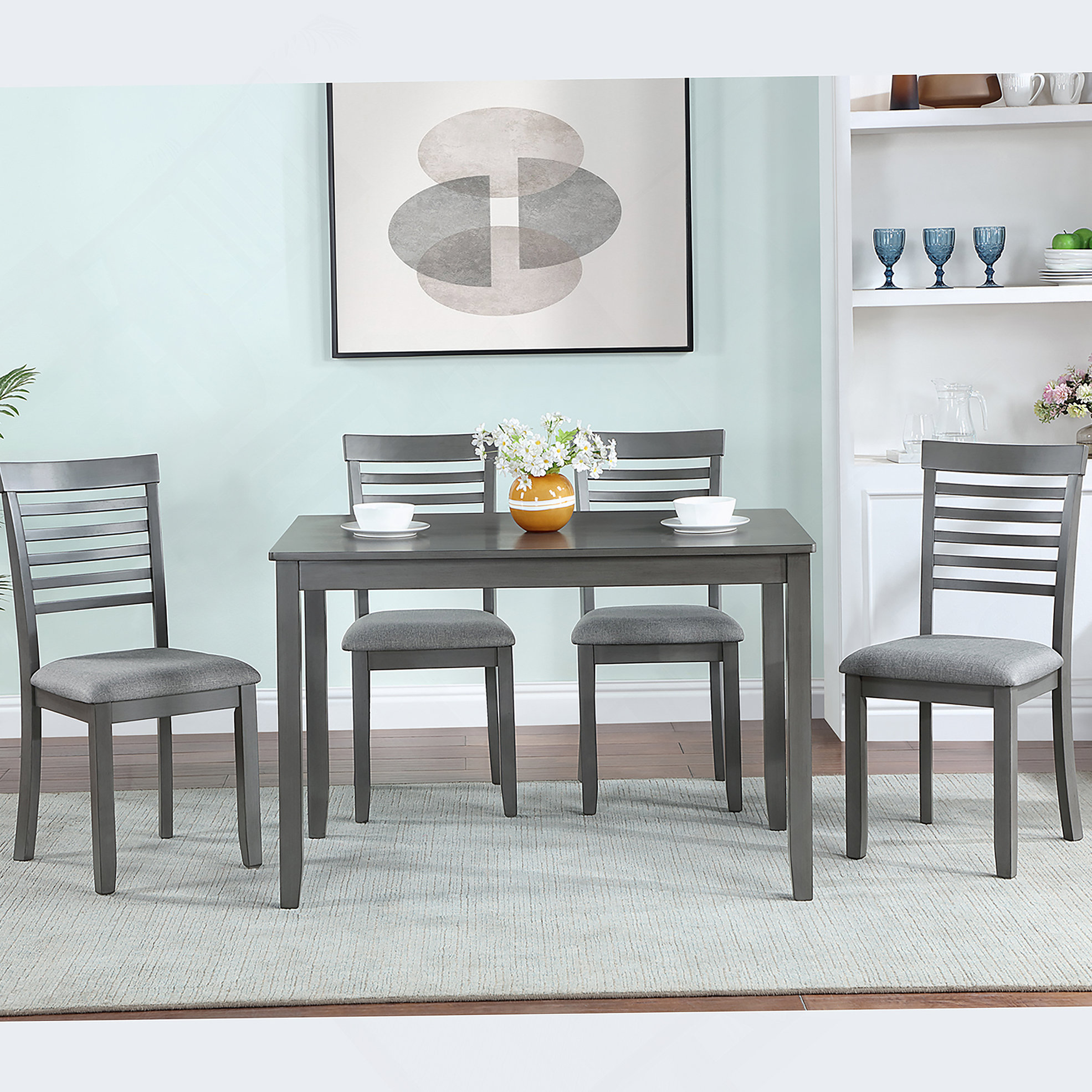 Latitude Run® Dining Rectangular Table set for 4,Kitchen Dining Table ...