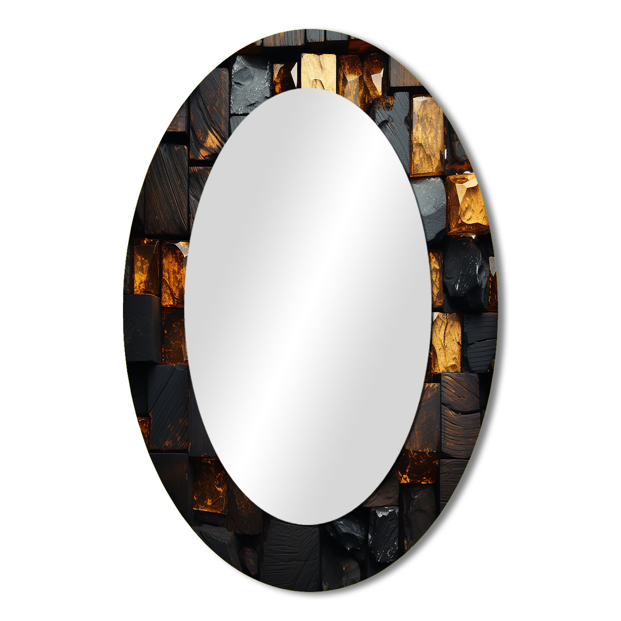 Mercer41 Grunge Gold Cubes Abstract Geometric III - Abstract Oval ...